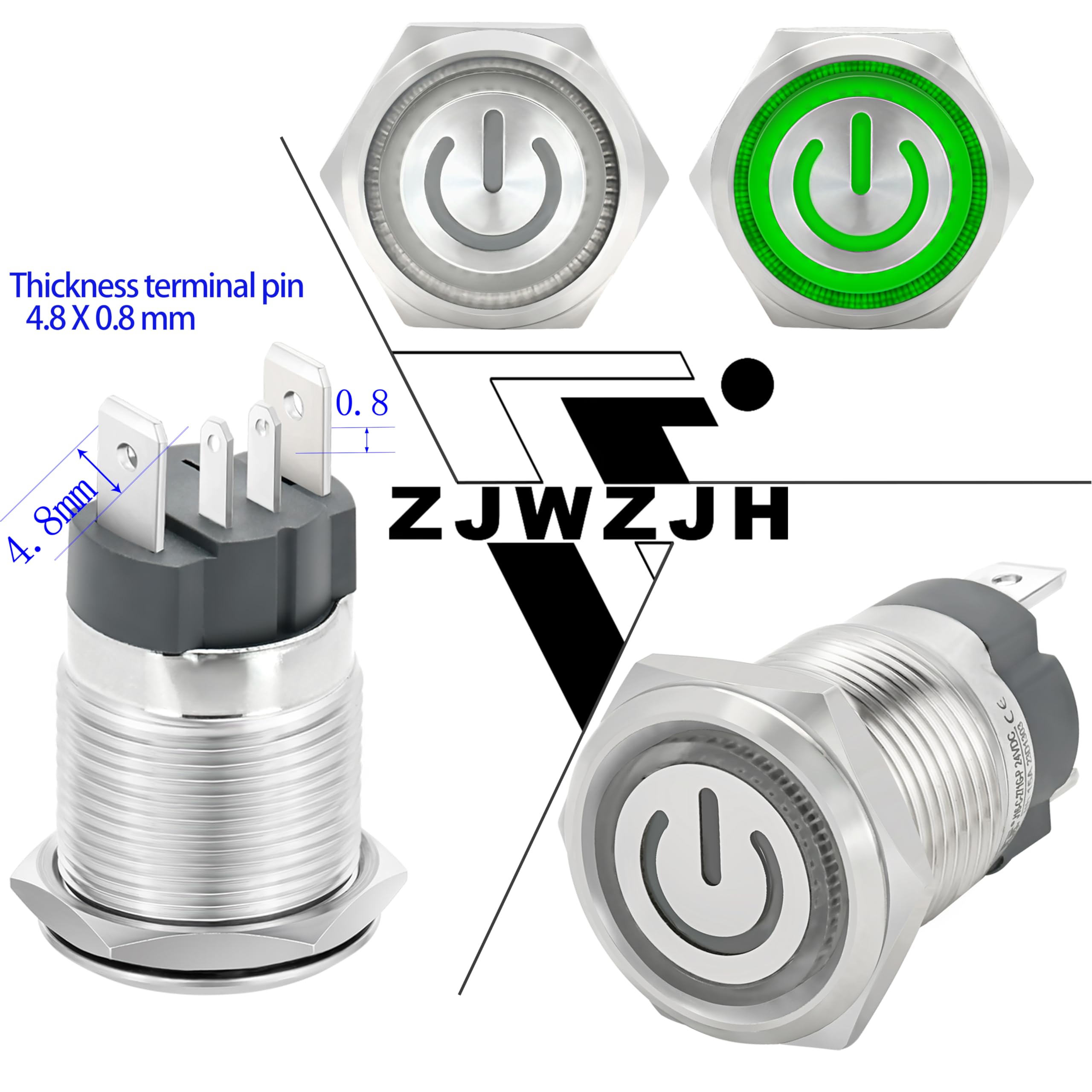 Snapklik.com : 15Amp 16mm Latching Push Button Switch 12V-24V ...