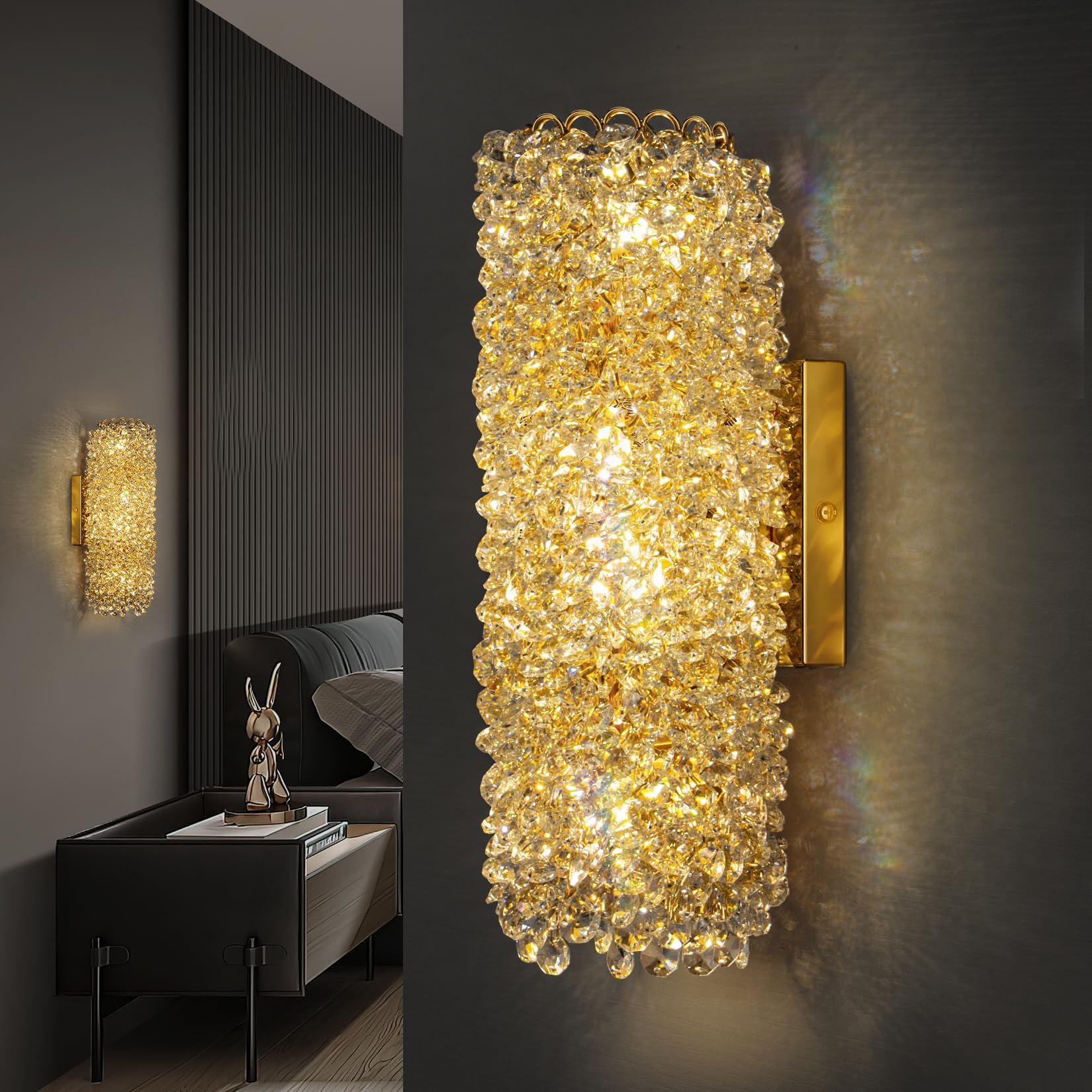 Crystal Wall Sconces,Modern Beaded Crystal Wall Light Fixtures,Indoor ...