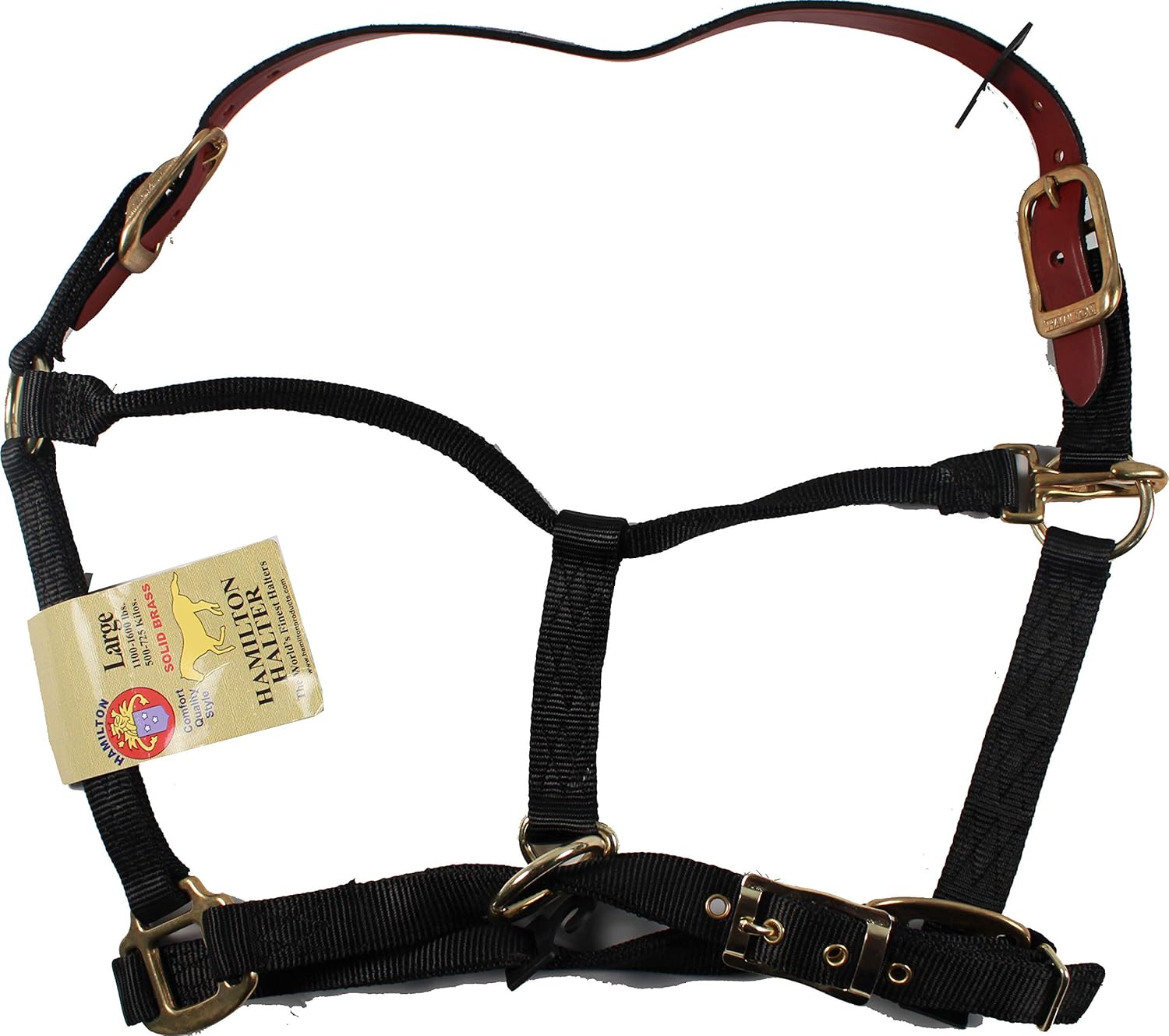 Amazon.com: Hamilton Adjustable Halter with Leather Headpole : Sports ...
