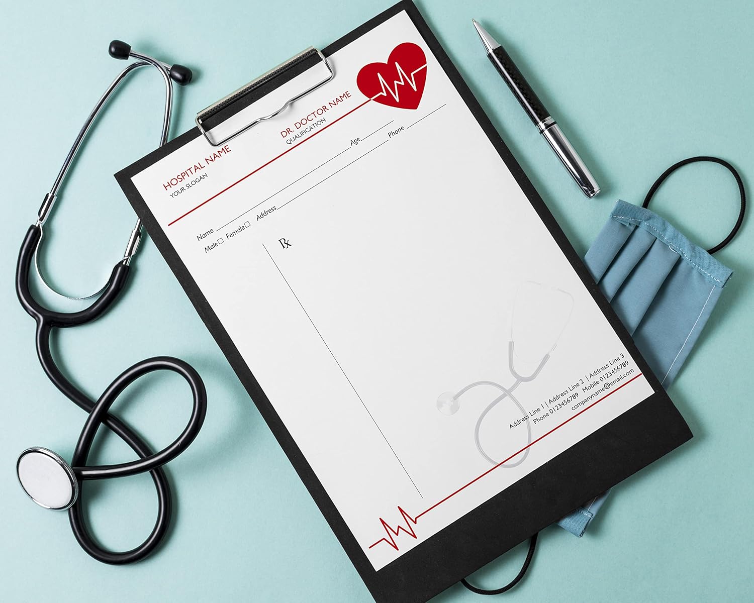 PRINT ORBIT ® Custom Designed Doctors Prescription Pad / A4 Size/ 1Pad ...