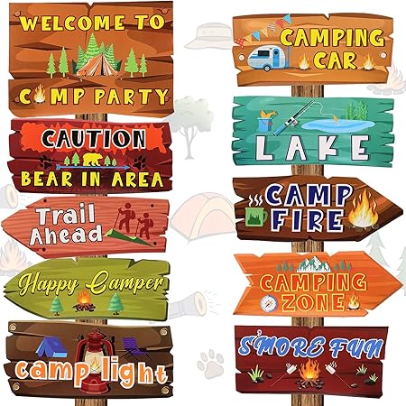 Amazon.com: 20 Pieces Camping Party Sign Camping Party Themed ...