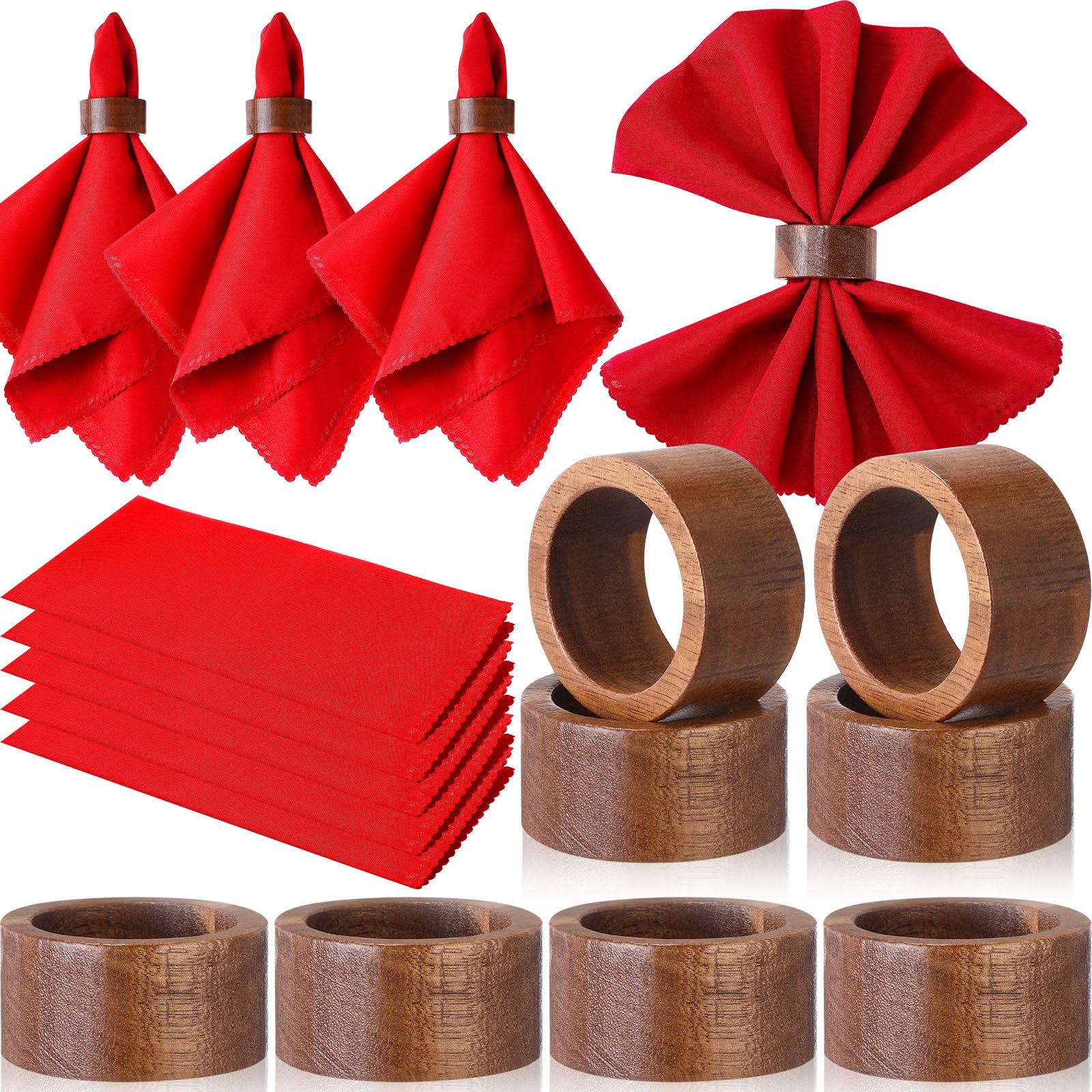 Amazon.com: Remerry Christmas Napkins Ring Set of 16 Christmas Cloth ...