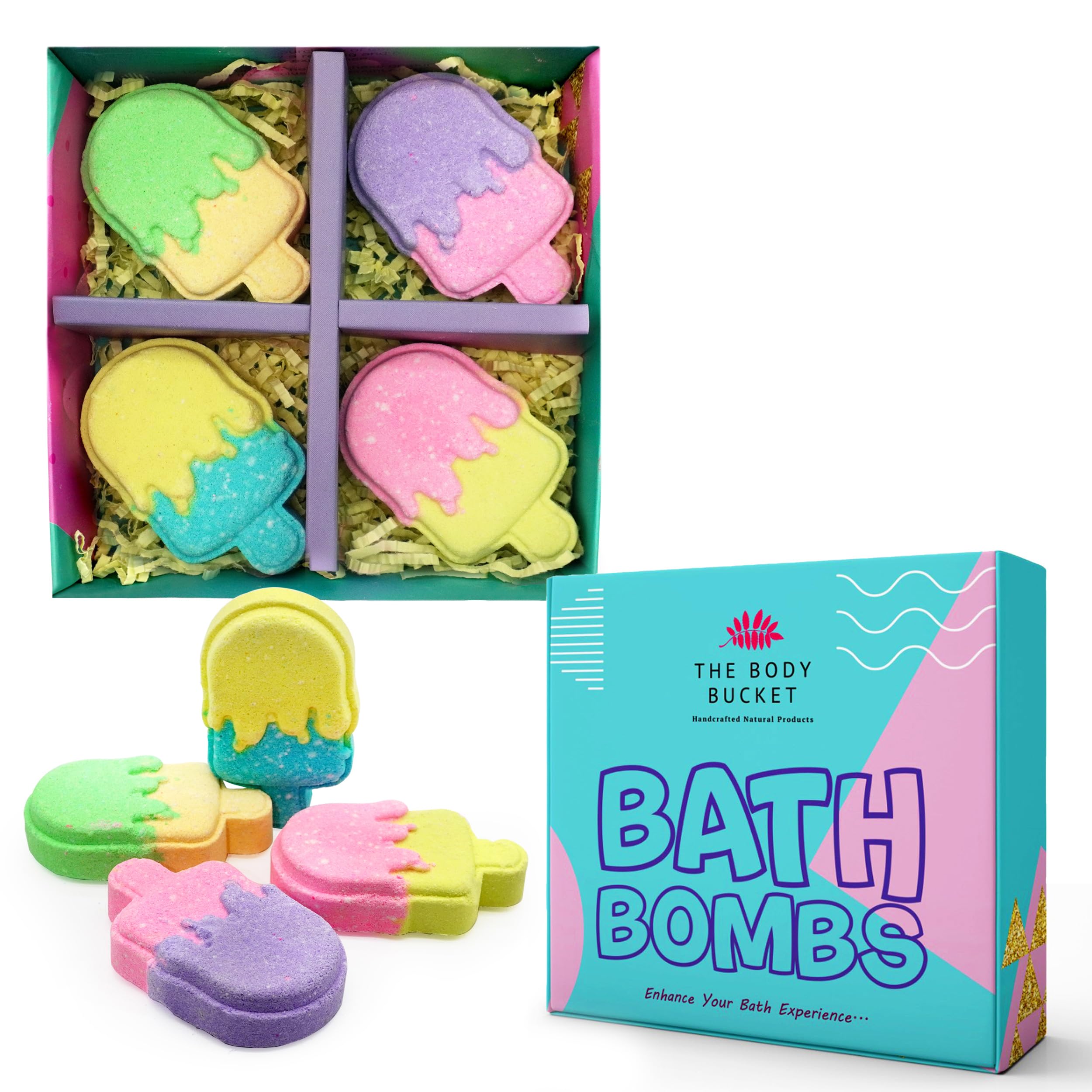THE BODY BUCKET Vanilla Melted Candy Bath Bombs 80 gm each (Pack of 4 ...