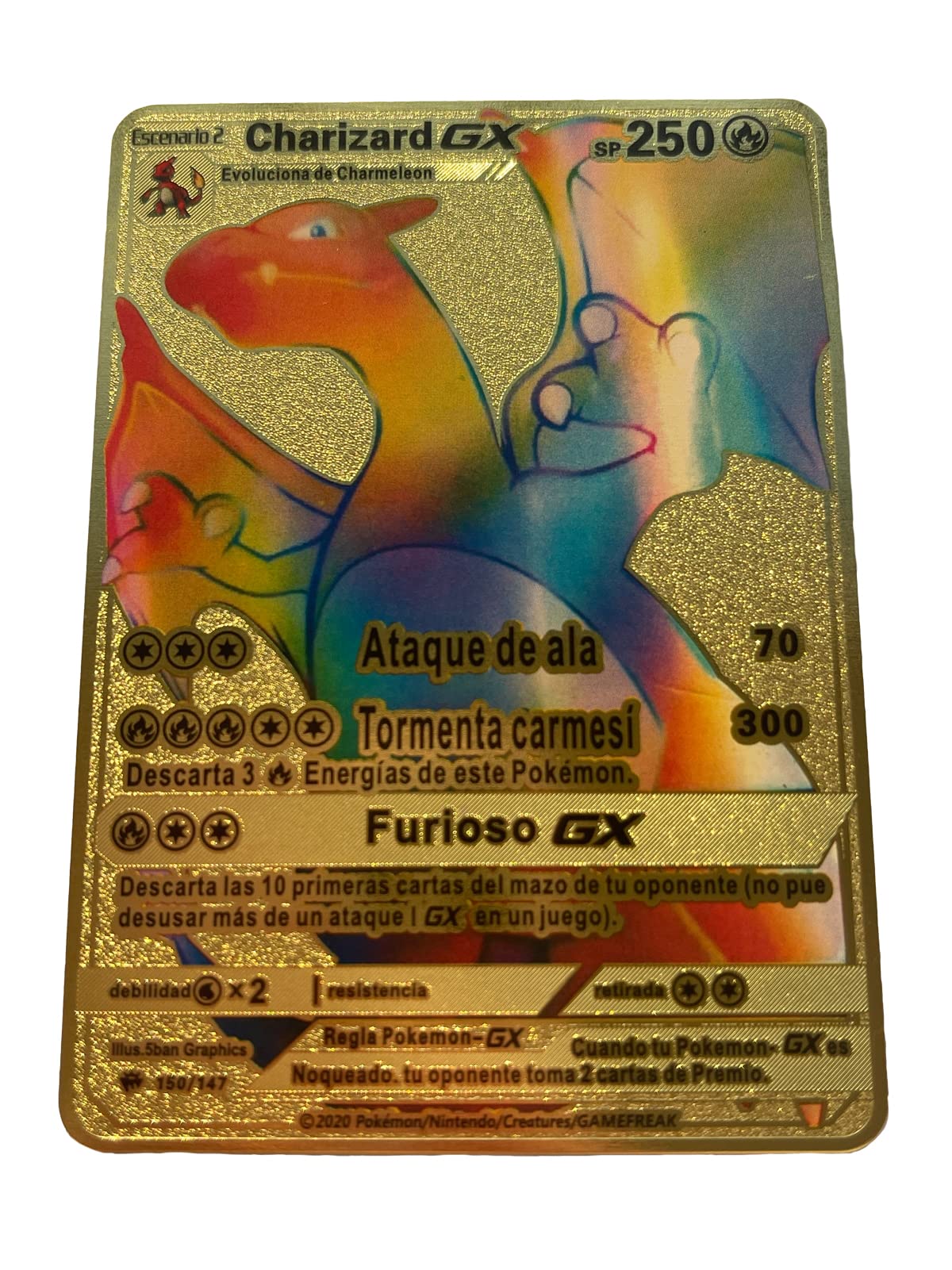 Buy AHAKAC Charizard DX Metal Gold Card - Collector's Rare Shiny Gold ...