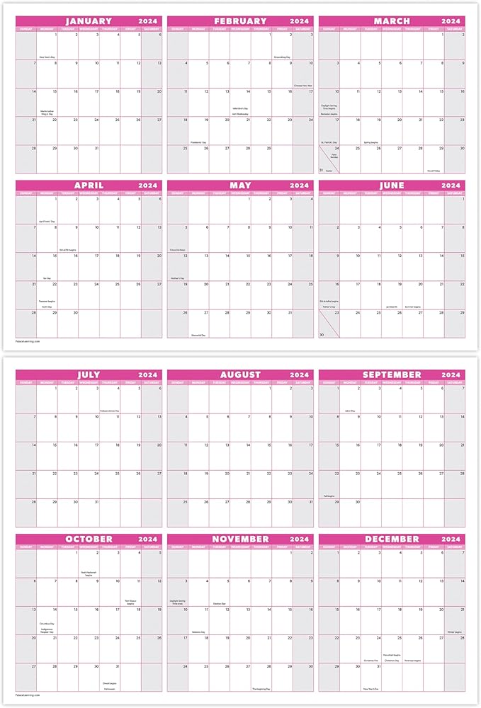 Amazon.com: Large 24" x 36" 2024 Dry Erase Wall Calendar - Wet & Dry ...