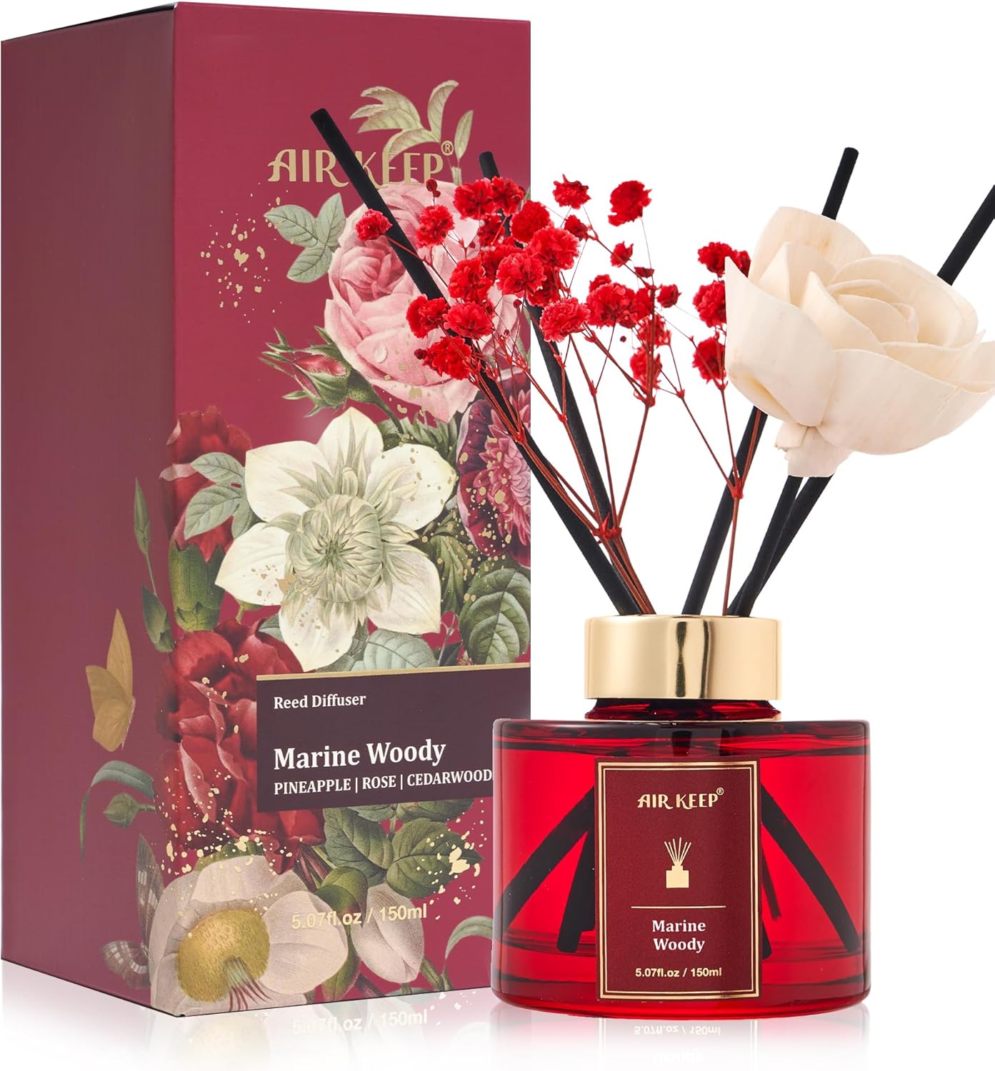 Amazon.com: Airkeep Flower Reed Diffusers Set, 5.07 oz Pineapple/Rose ...