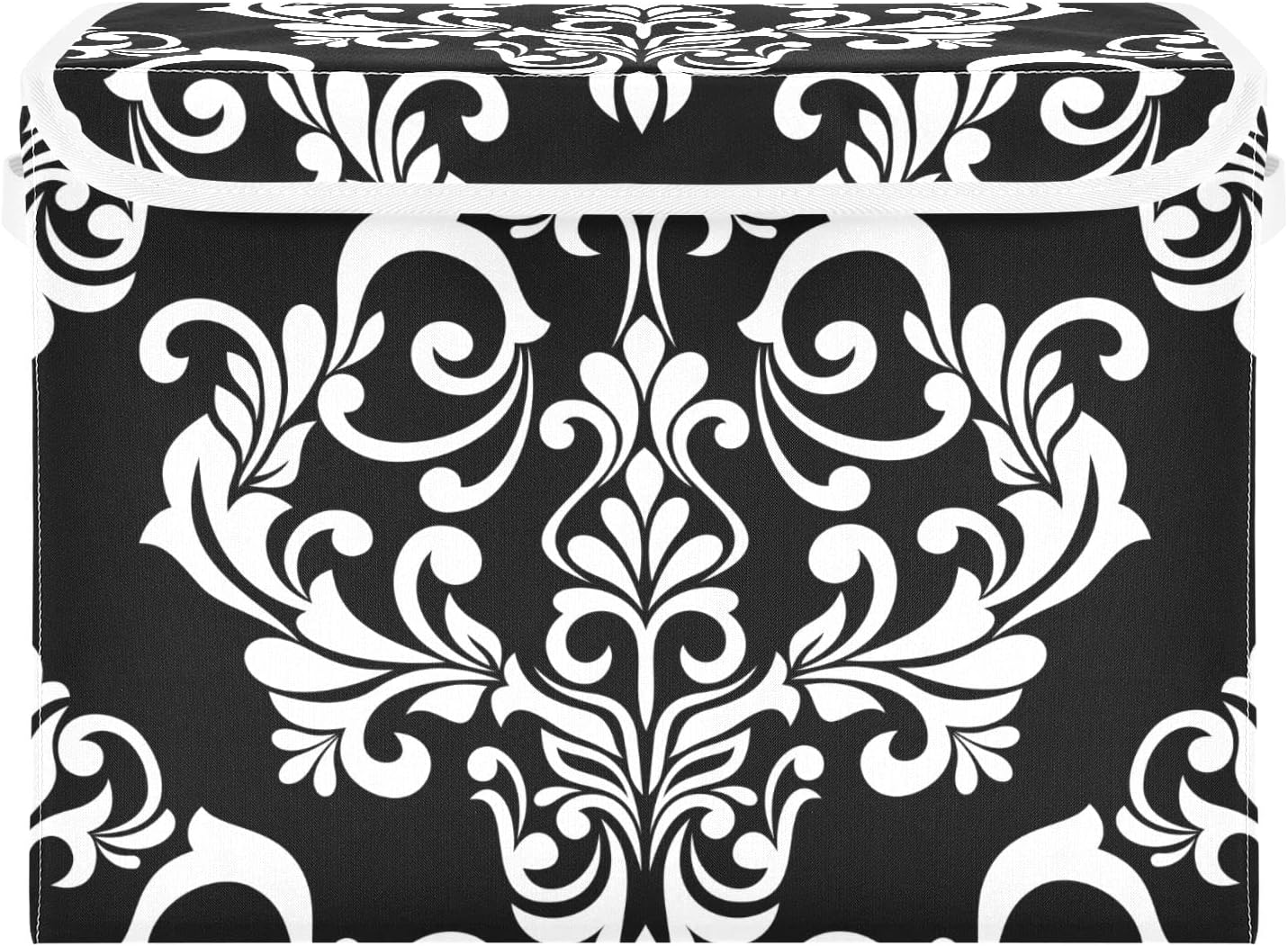 Amazon.com: Kigai Storage Basket Black Damask Baroque Floral Storage ...
