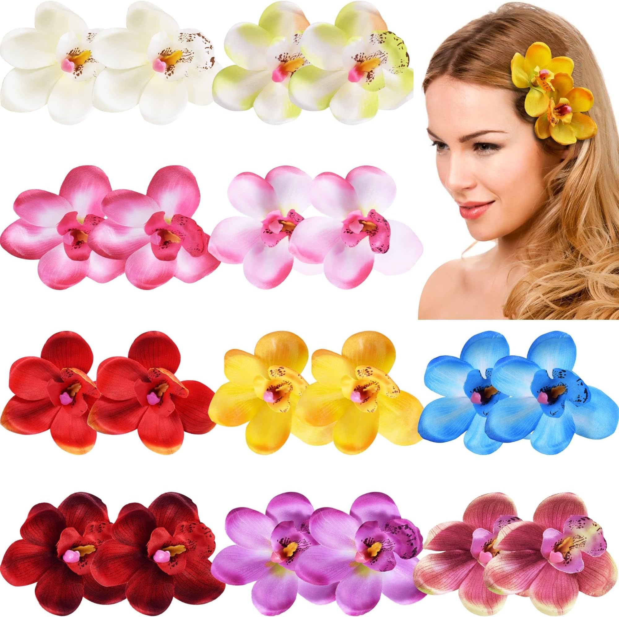 Amazon.com : 20PCS Flower Hair Clips 3inch Butterfly Orchid Floral Bows ...