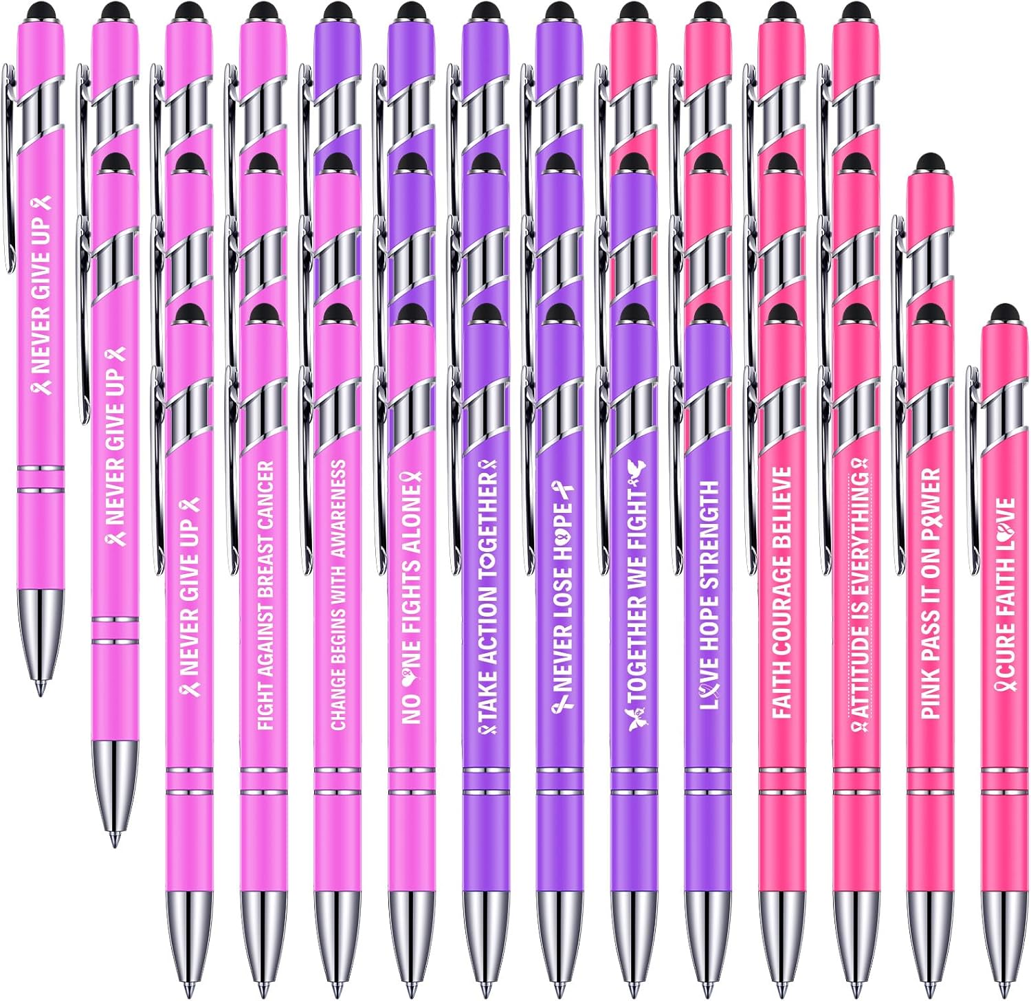 Amazon.com: 36 Pcs Breast Cancer Awareness Pens Pink Ribbon Retractable ...