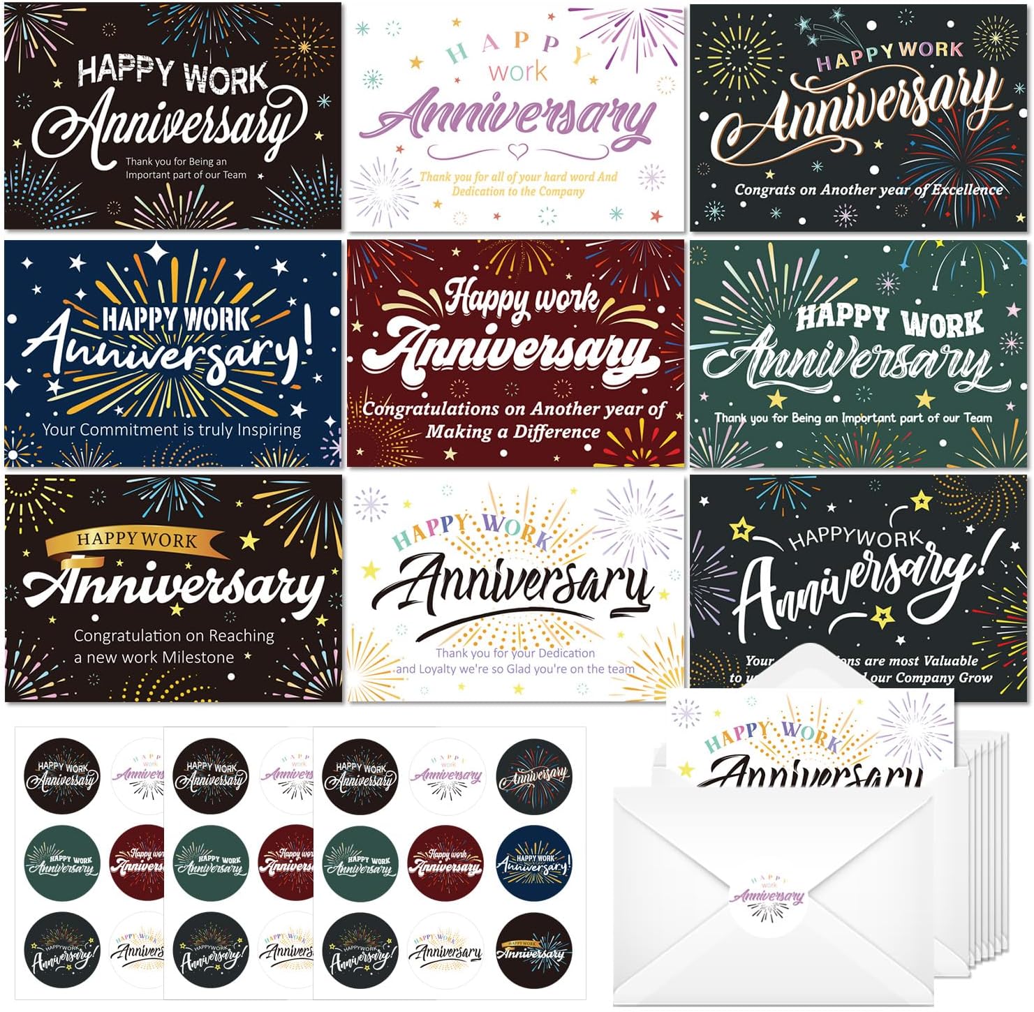Amazon.com : Luvsweets Work Anniversary Cards, 27 Pack Happy Work ...
