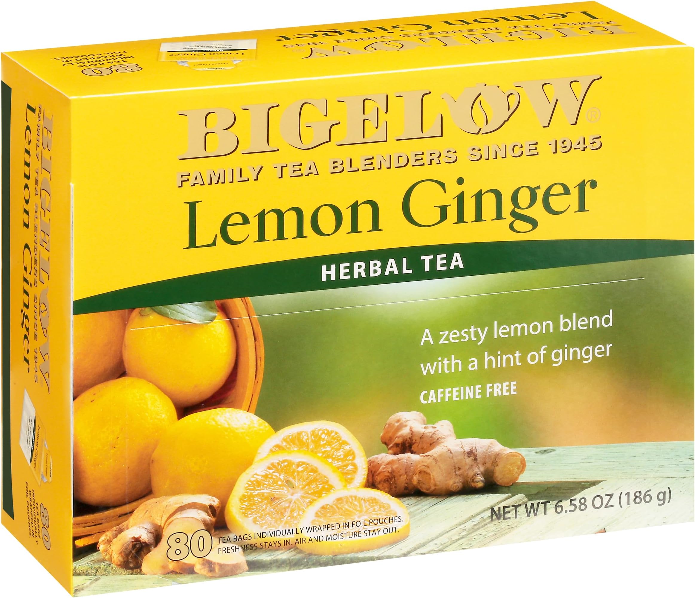 Amazon.com : Bigelow Tea Lemon Ginger plus Probiotics Herbal Tea ...