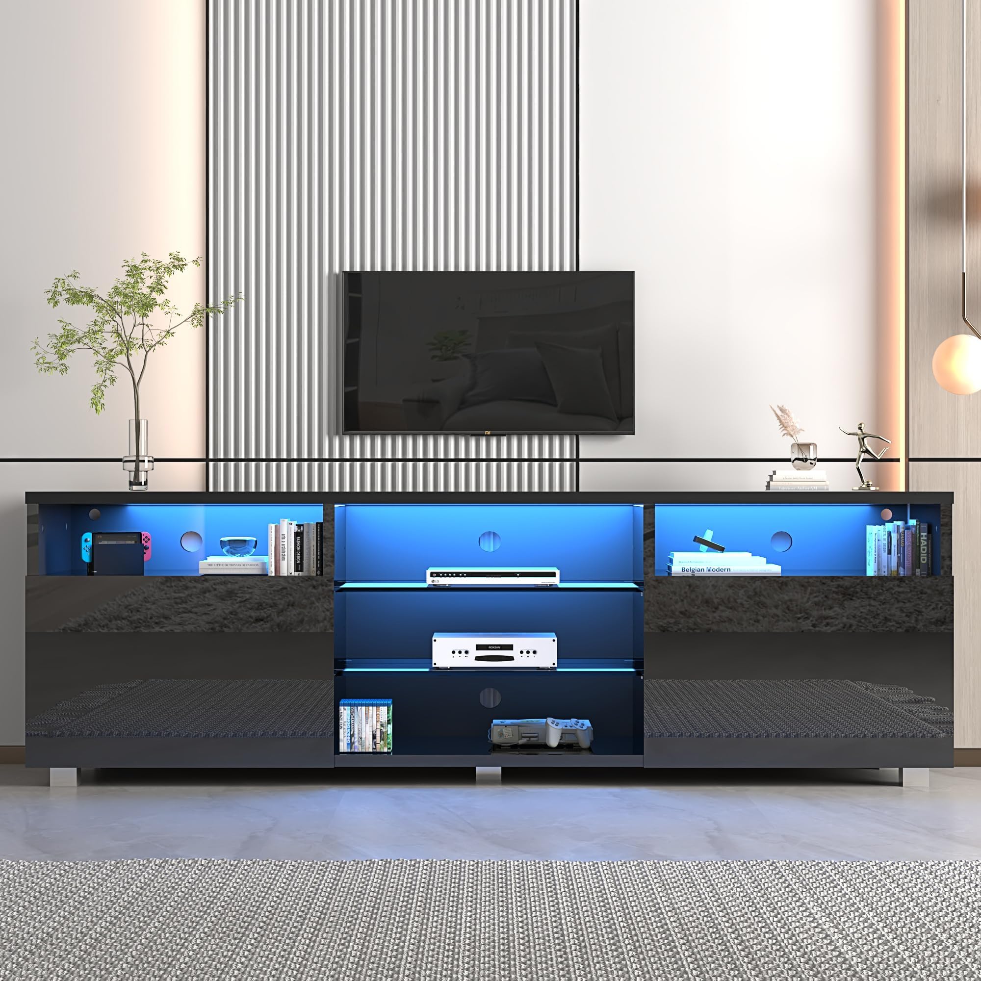 Amazon.com: Hennhari Modern LED TV Stand with Drawers for 50 55 60 65 ...