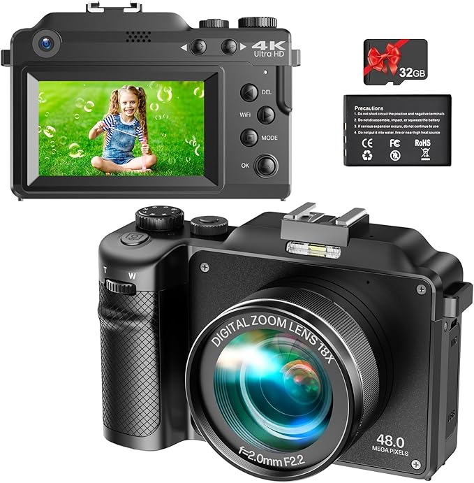 Amazon.com : Digital Camera 4K, Ultra HD 48MP Photo 4K Video, Dual Lens ...