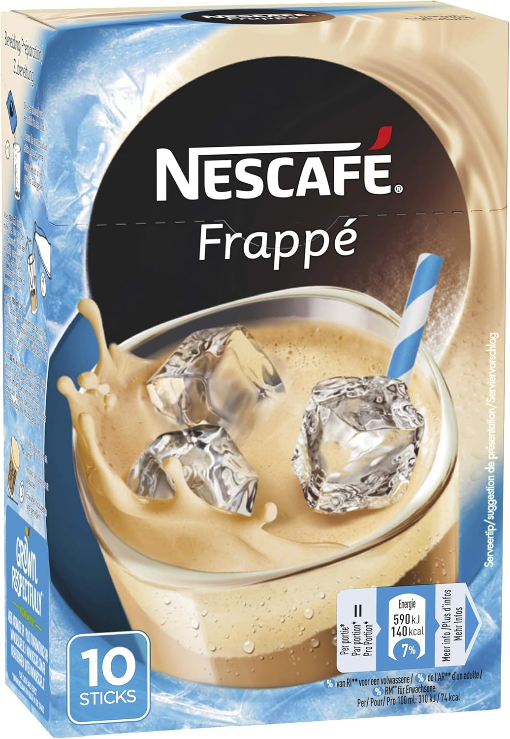 Nescafé Frappé - Boisson au Café - Boîte de 10 Sticks - Pack de 10 ...