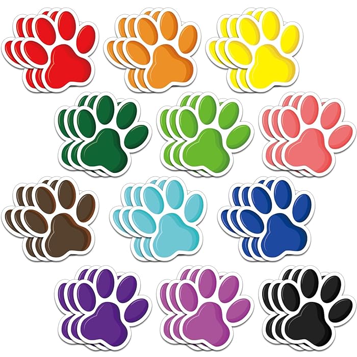 Buy 60 Pcs Paw Prints Cutouts Mini Paw Print Accents Decor Colorful Paw ...