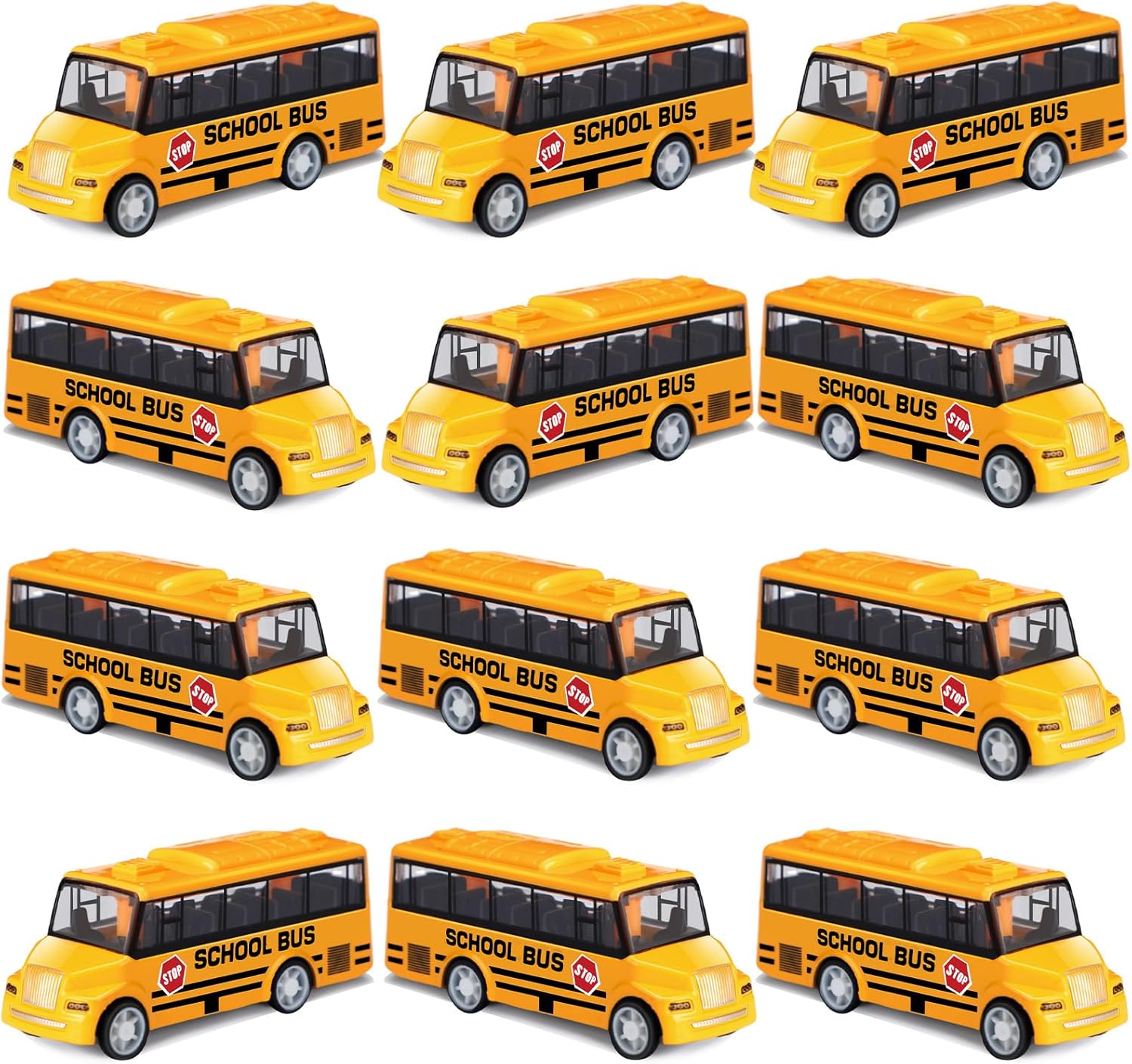 Amazon.com: RoundFunny 12 Pcs School Bus Toy Pull Back Bright Yellow Bus for Girls and Boys Back ...