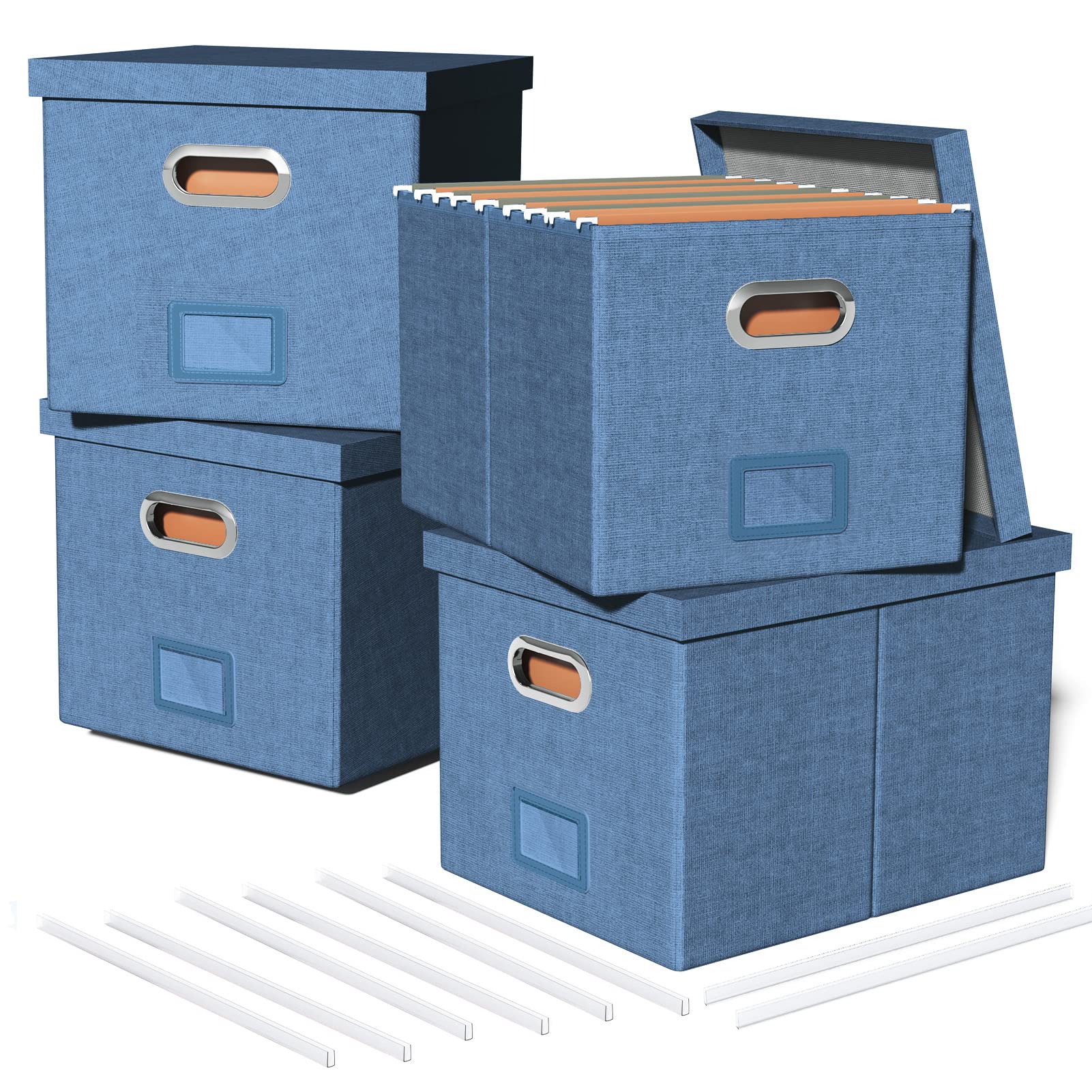 Snapklik.com : 4 Pack File Storage Organizer Box,Filing Box,Portable ...