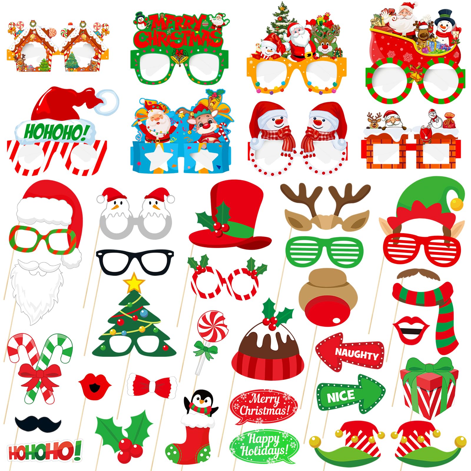 Amazon.com: Auzesto 40Pcs Christmas Party Supplies Includes Christmas ...
