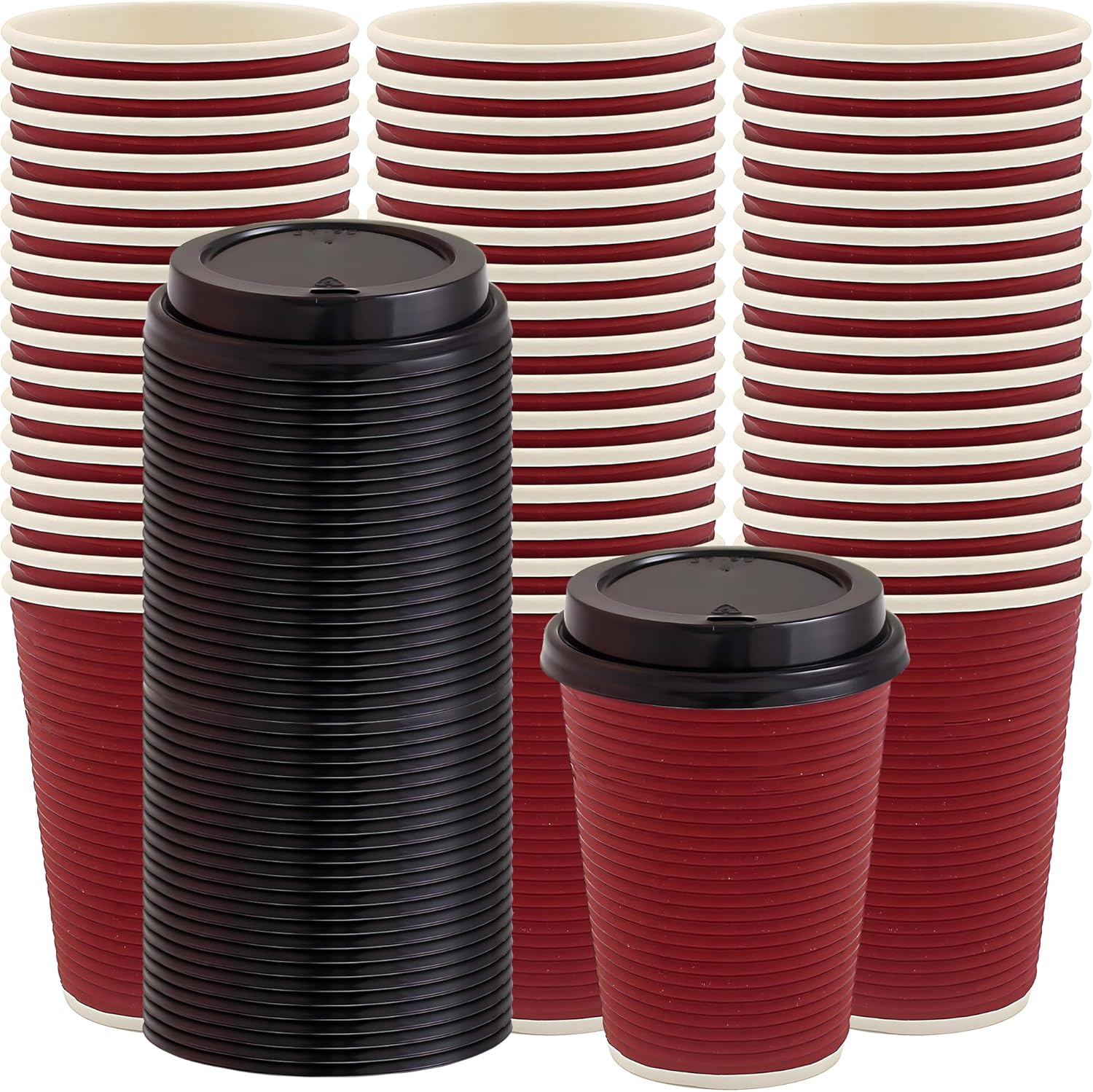 Amazon.com: PARTY BARGAINS 50 Disposable Rippled Insulated Hot Cups ...