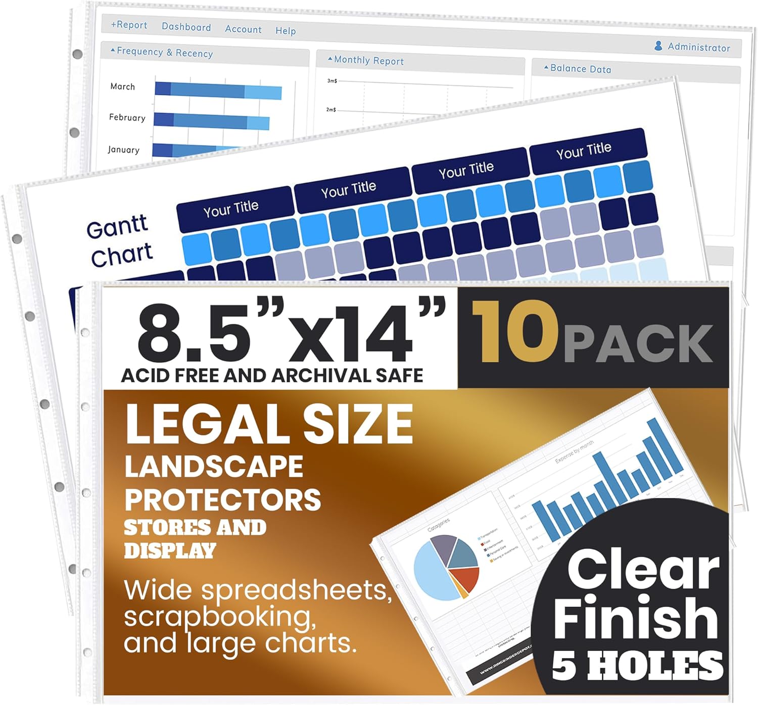 PERFORMORE 10 Pack of 8.5” x 14” Heavyweight Landscape Sheet Protectors ...