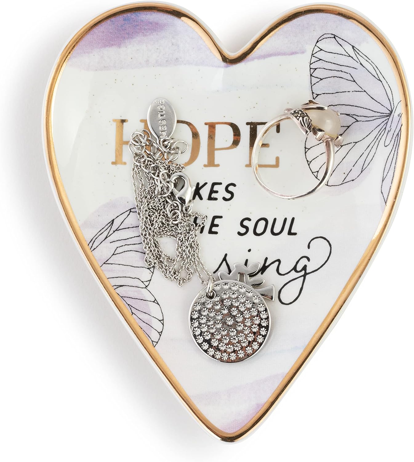 Buy Demdaco Hope Purple Butterfly 4 x 3.5 Ceramic Stoneware Art Heart ...