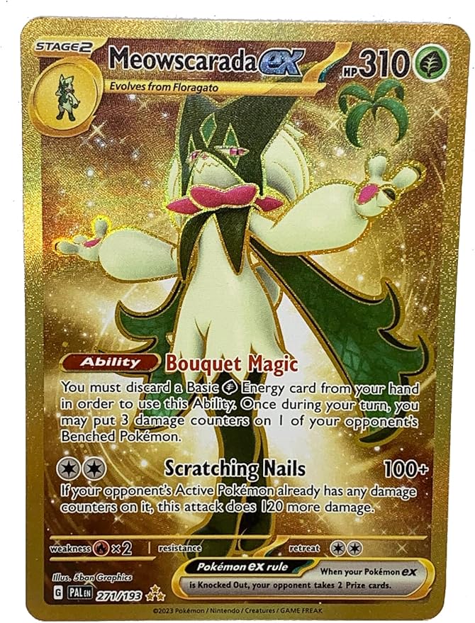Amazon.com: Pokemon - Meowscarada ex 271/193 - Paldea Evolved - Gold ...