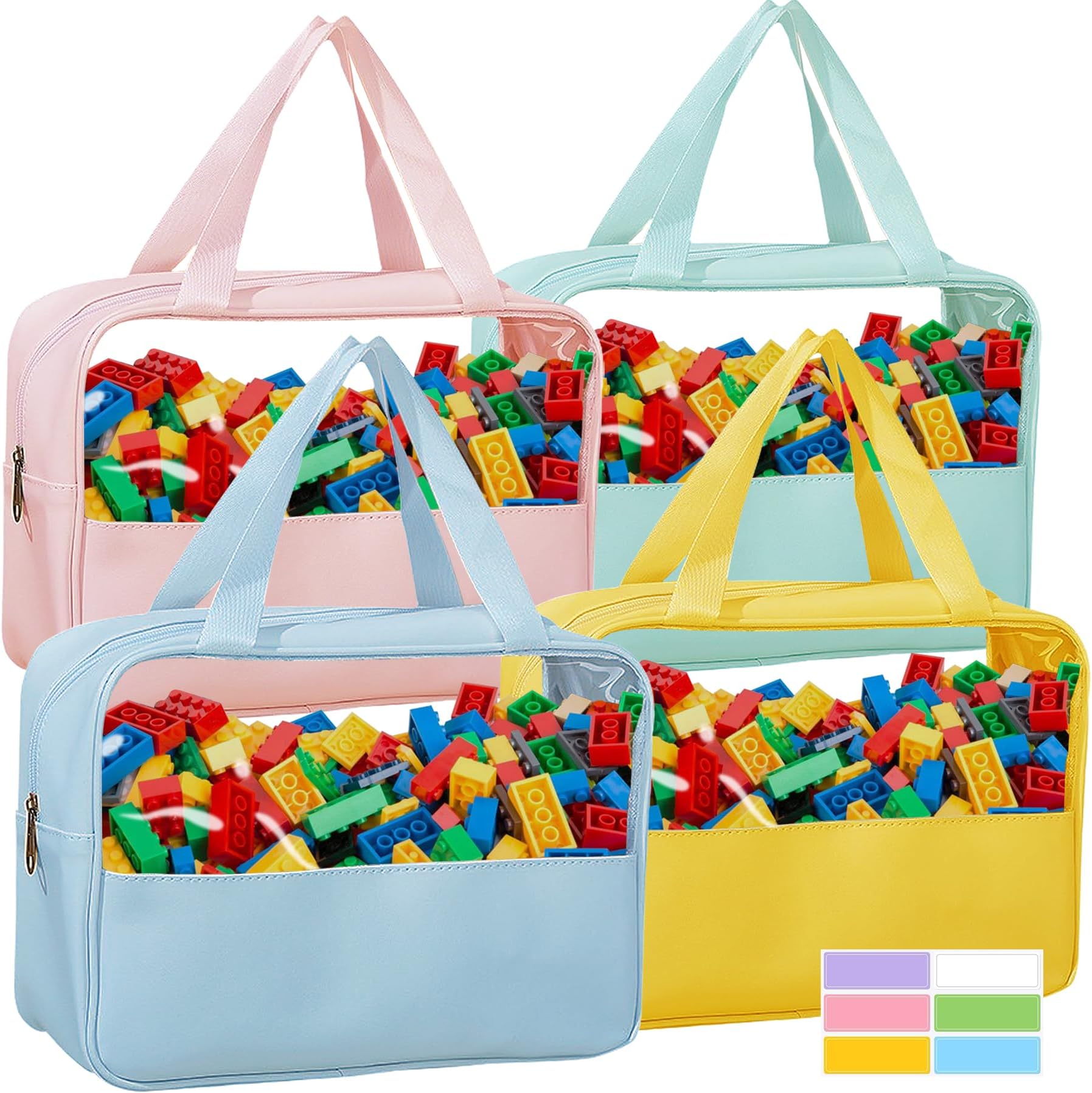 Amazon.com: 4 Pcs Toy Storage Bags with Zipper & Labels, Organizer Bags ...
