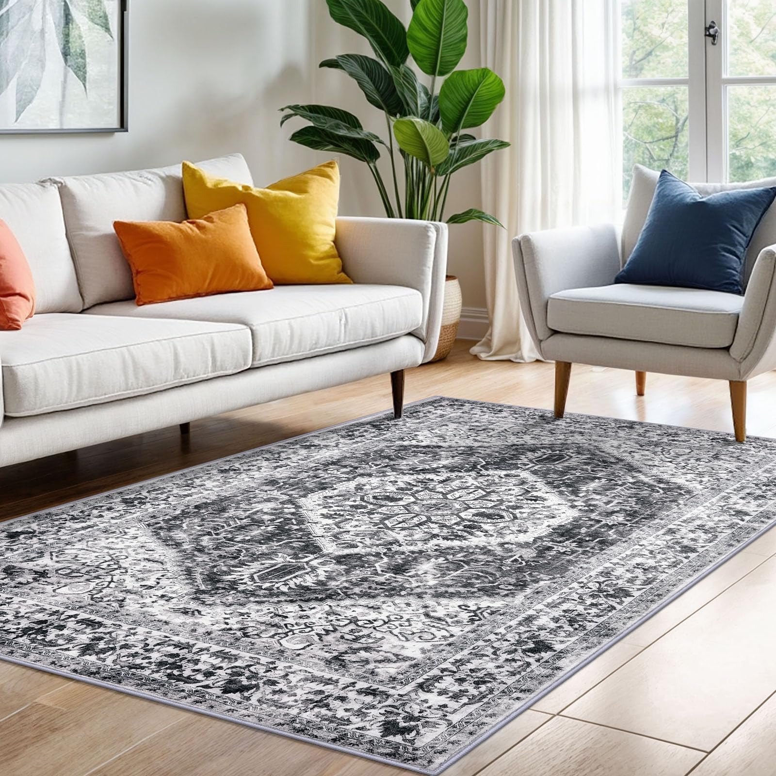 Amazon.com: KOZYFLY Boho Area Rug 4x6 Ft Rugs for Entryway Washable ...