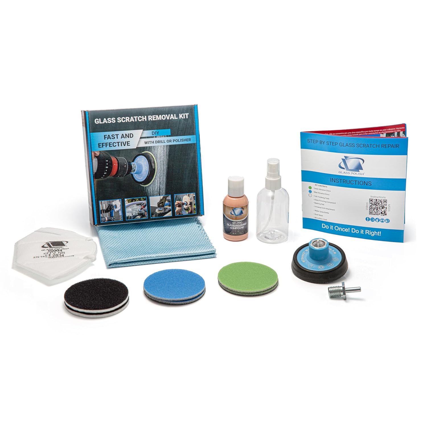 GLASS POLISH DIY 75mm (3") Glass Scratch Removal Kit for Effective ...
