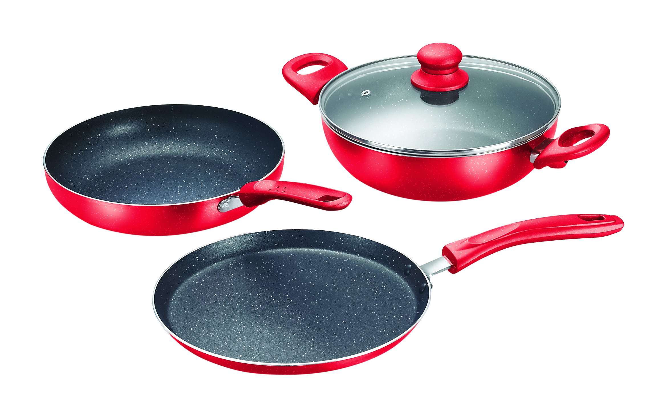 Buy Prestige Aluminum Omega Cookware Set, 3-Piece, 1.5 Liters, Red ...