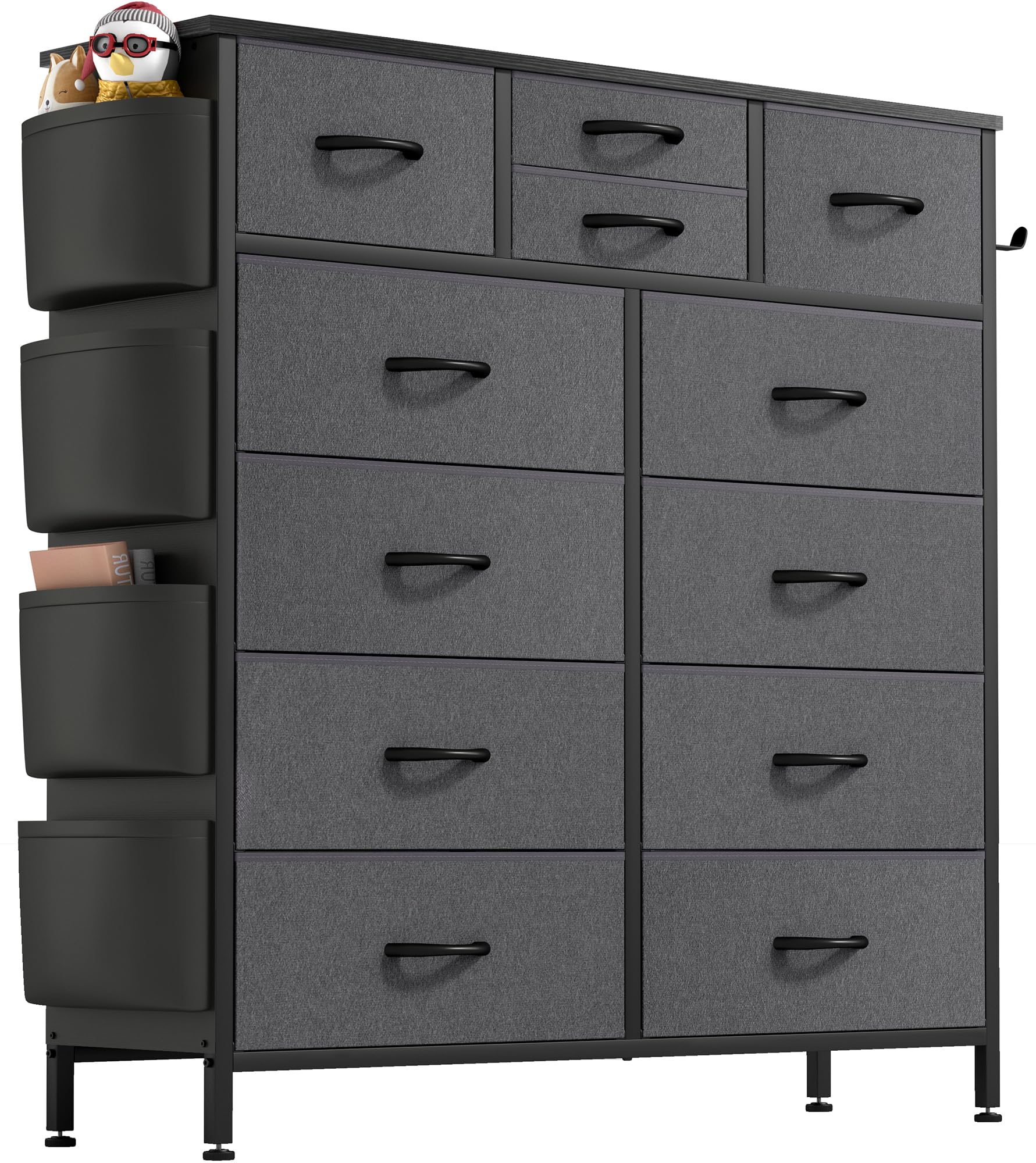 Buluri Chest of Drawers Bedroom, 12 Fabric Drawers Dresser with Side ...