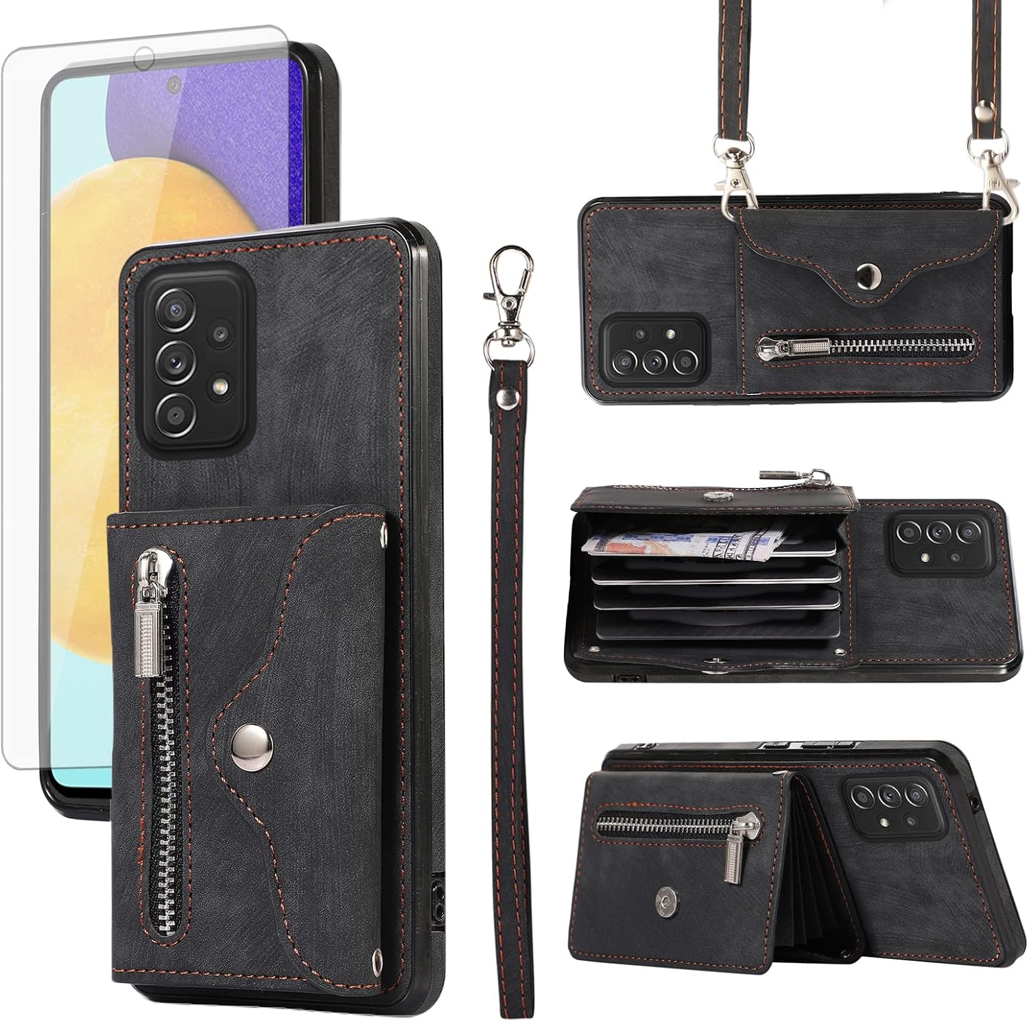 Amazon.com: Phone Case for Samsung Galaxy A52/A52S 5G Wallet Cover with ...