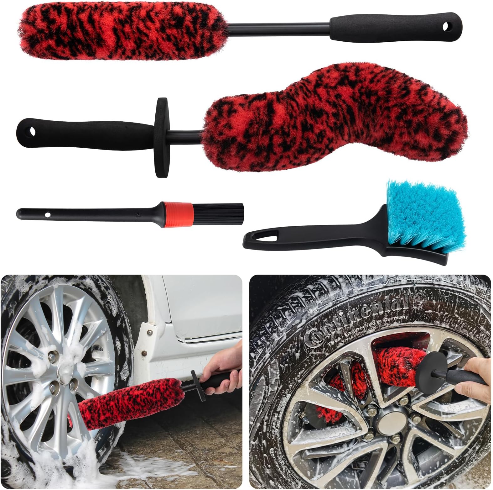Amazon.com: KLeXiC Wheel Tire Cleaning Brush Kit Auto Motorcycle RV ...