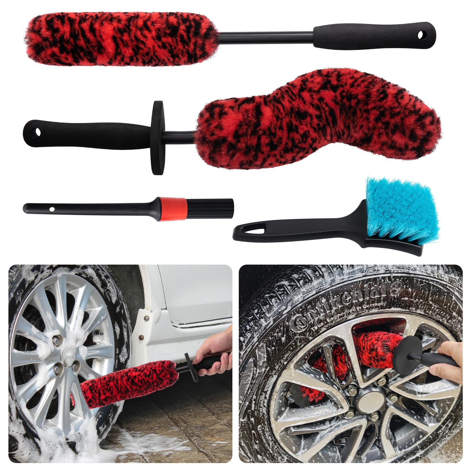 Amazon.com: KLeXiC Wheel Tire Cleaning Brush Kit Auto Motorcycle RV ...