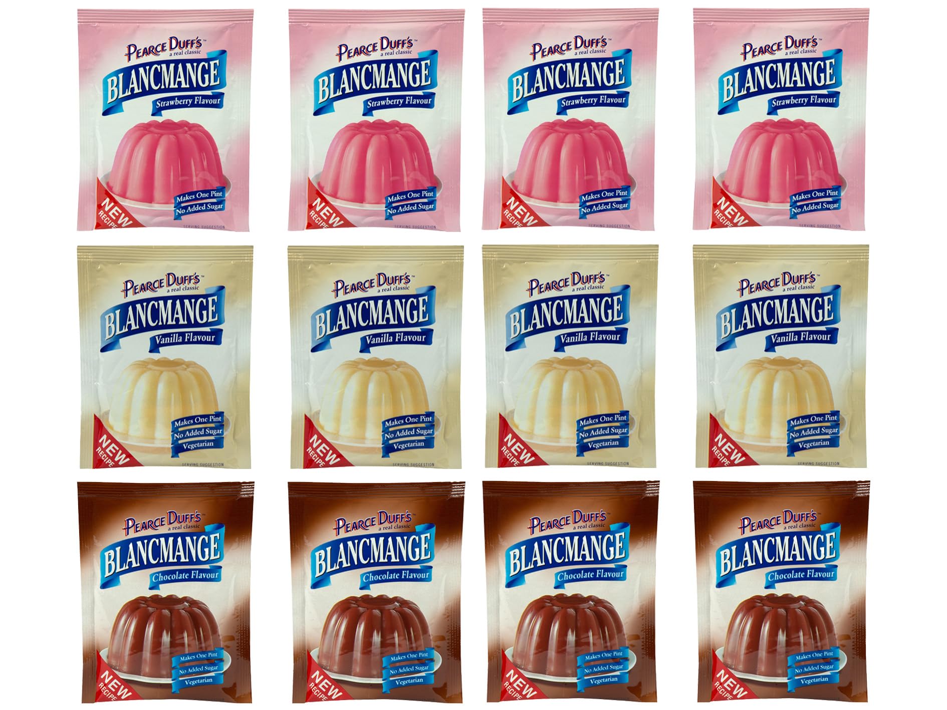 Dessert Bundle with Pearce Duff's Strawberry Blancmange 35g x4, Vanilla ...