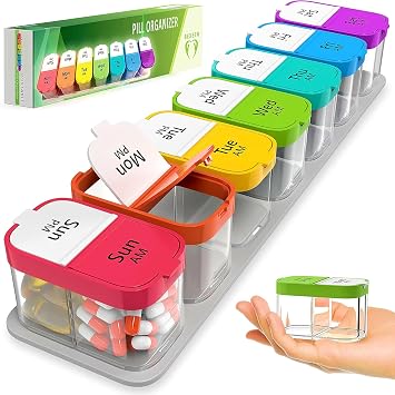 Extra Large Weekly Pill Organizer - XL Daily Pill Box - 7 Day Am Pm ...