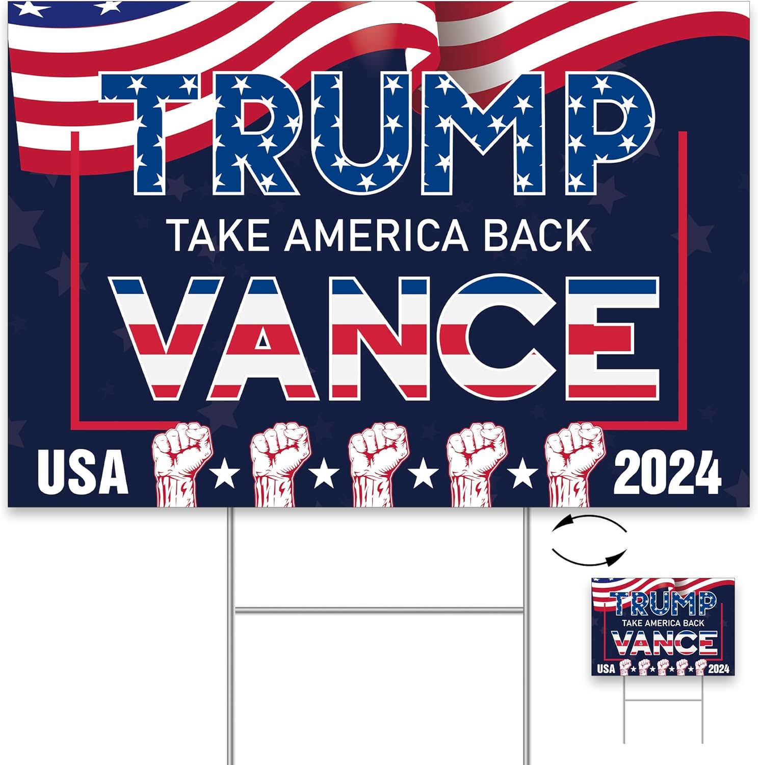 Amazon.com : Uflashmi Trump Vance 2024 Yard Sign, Donald Trump JD Vance ...