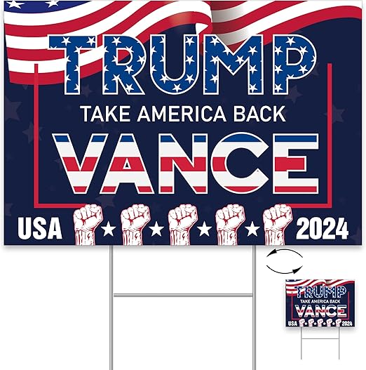 Amazon.com : Uflashmi Trump Vance 2024 Yard Sign, Donald Trump JD Vance ...