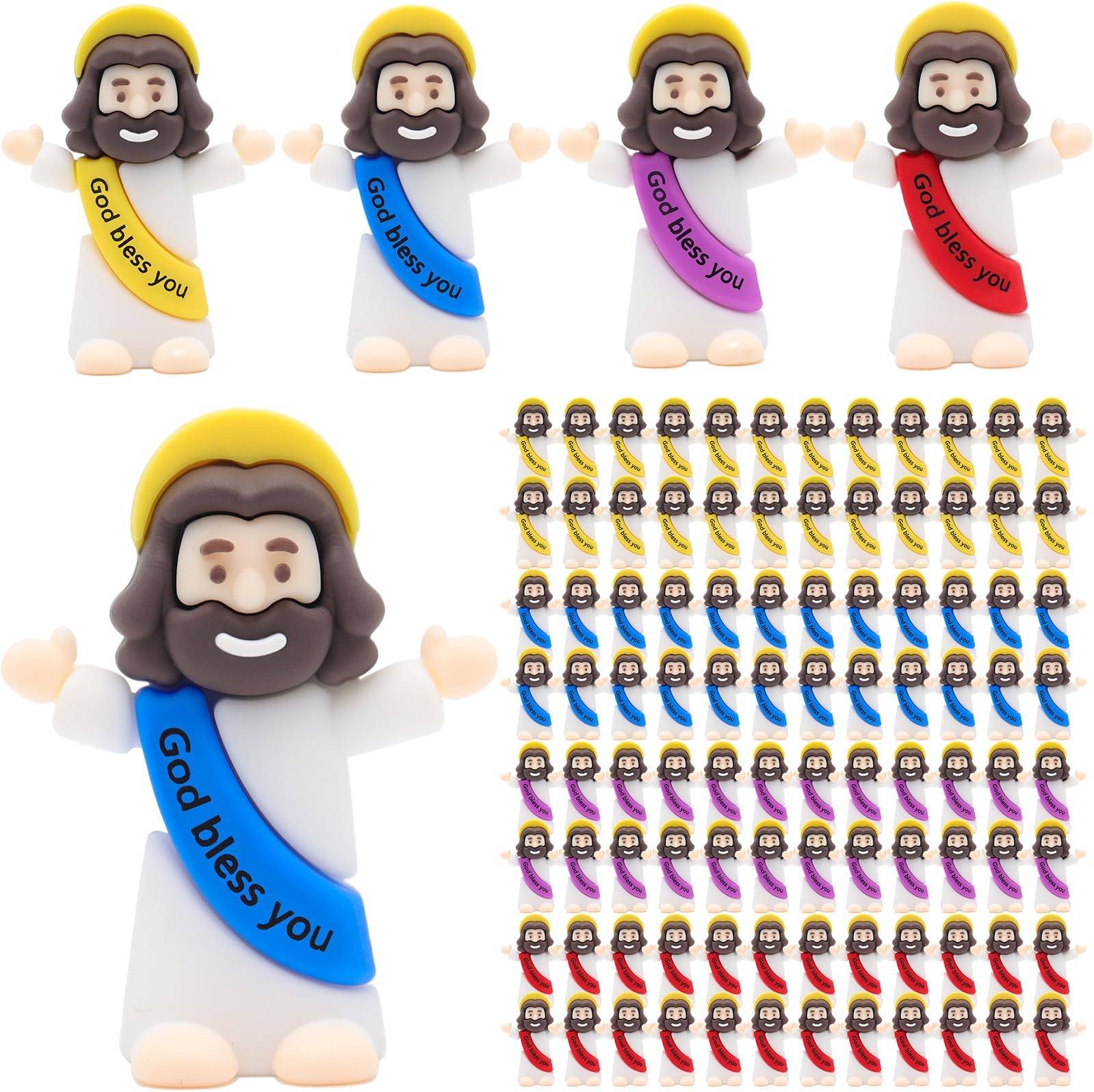 Amazon.com: 100 Pcs Mini Jesus Figures Jesus Loves You Religious Tiny ...