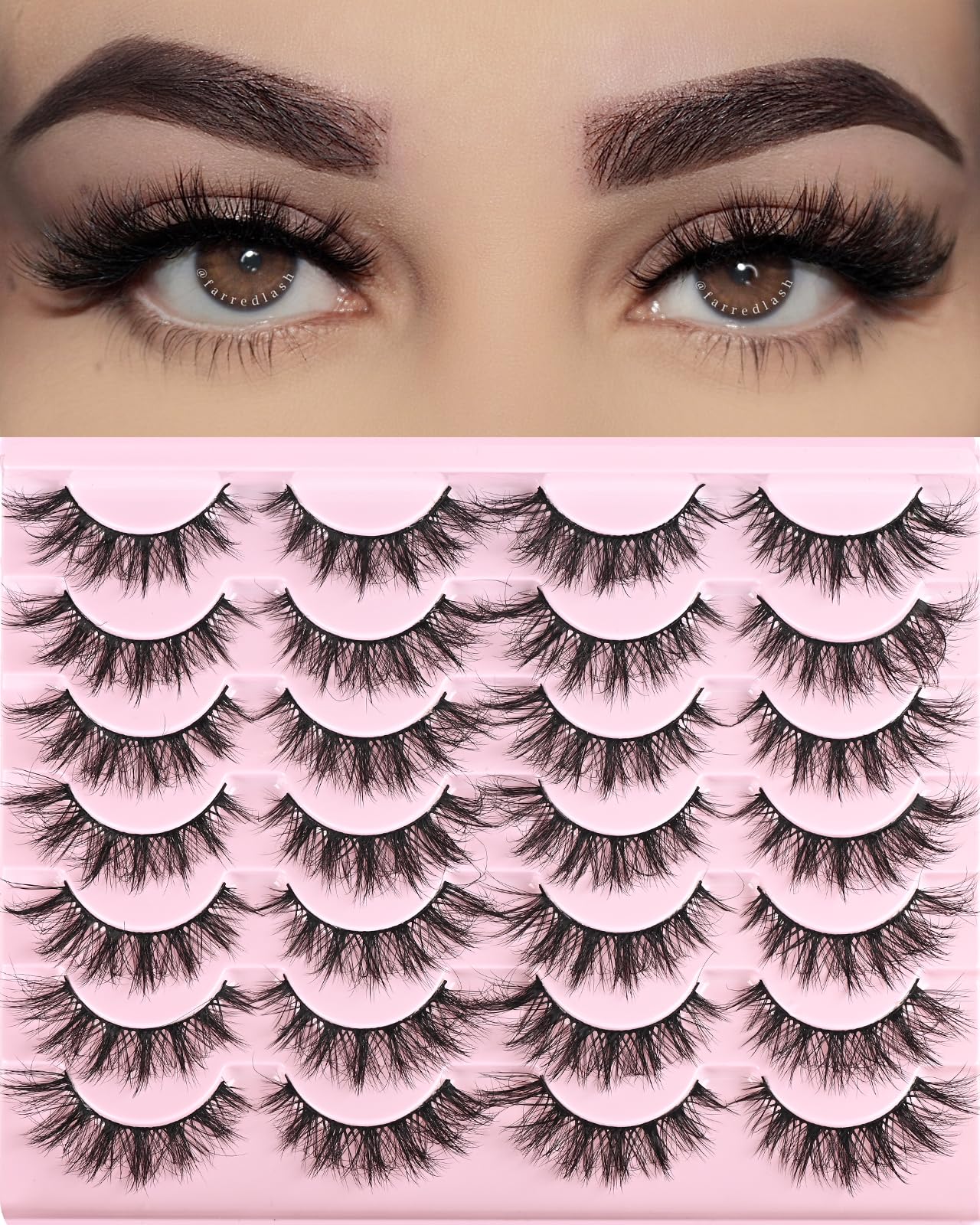 Amazon.com: FARRED Cat Eye Lashes Short Natural Eyelashes 15mm Fluffy ...