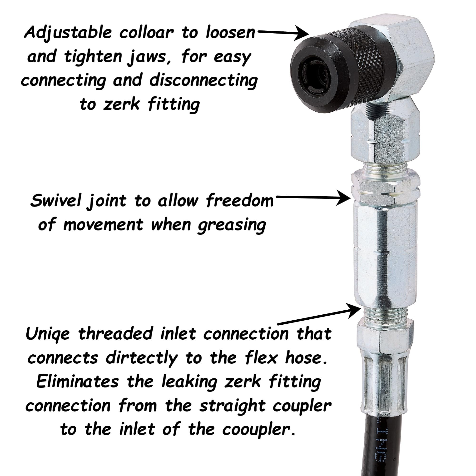 Snapklik.com : 90 Degree Grease Gun Coupler - 18 Inch Flex Hose ...