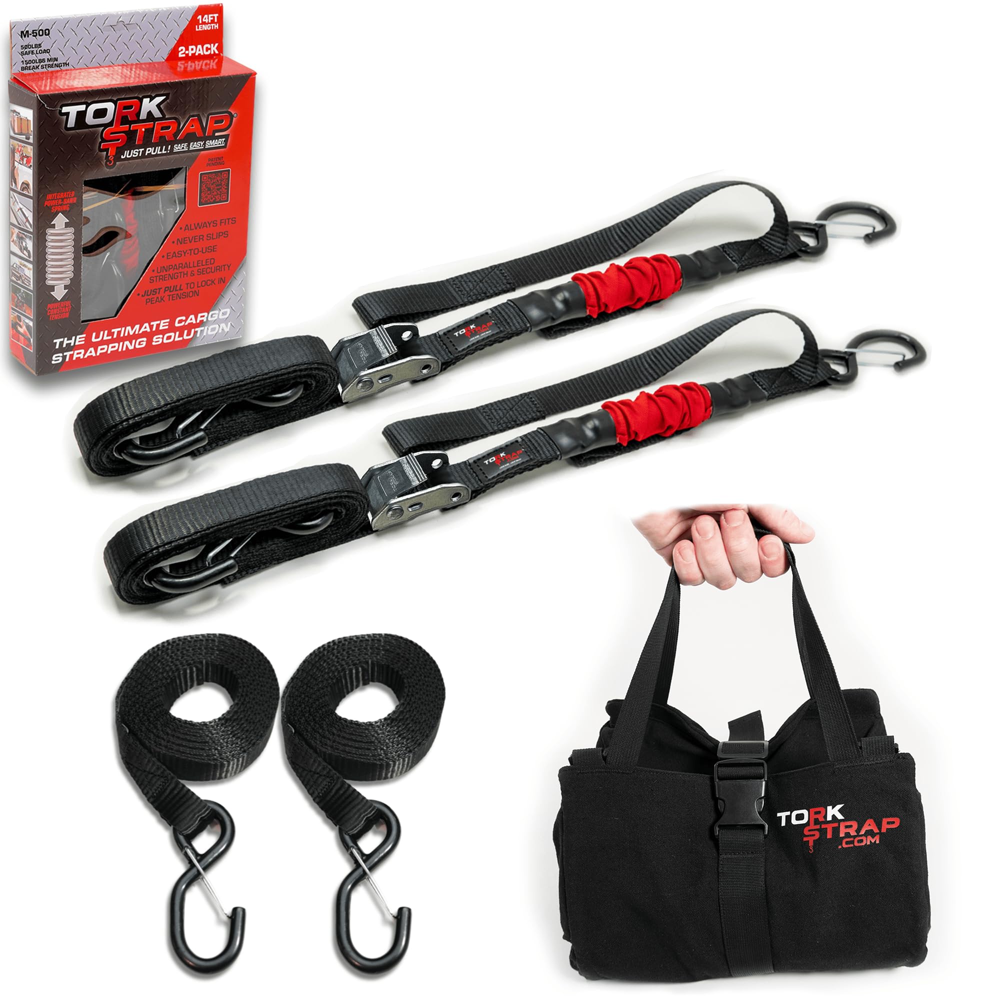 Amazon.com: TorkStrap M500 Bundle | 14' x 1'' Spring Loaded Tie Down ...