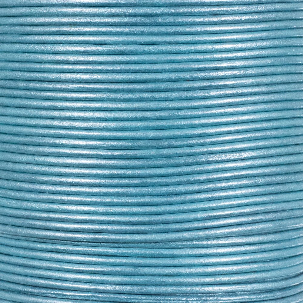 Amazon.com: 25 Yards of Solid Round 2mm Aqua Real and Genuine Leather ...