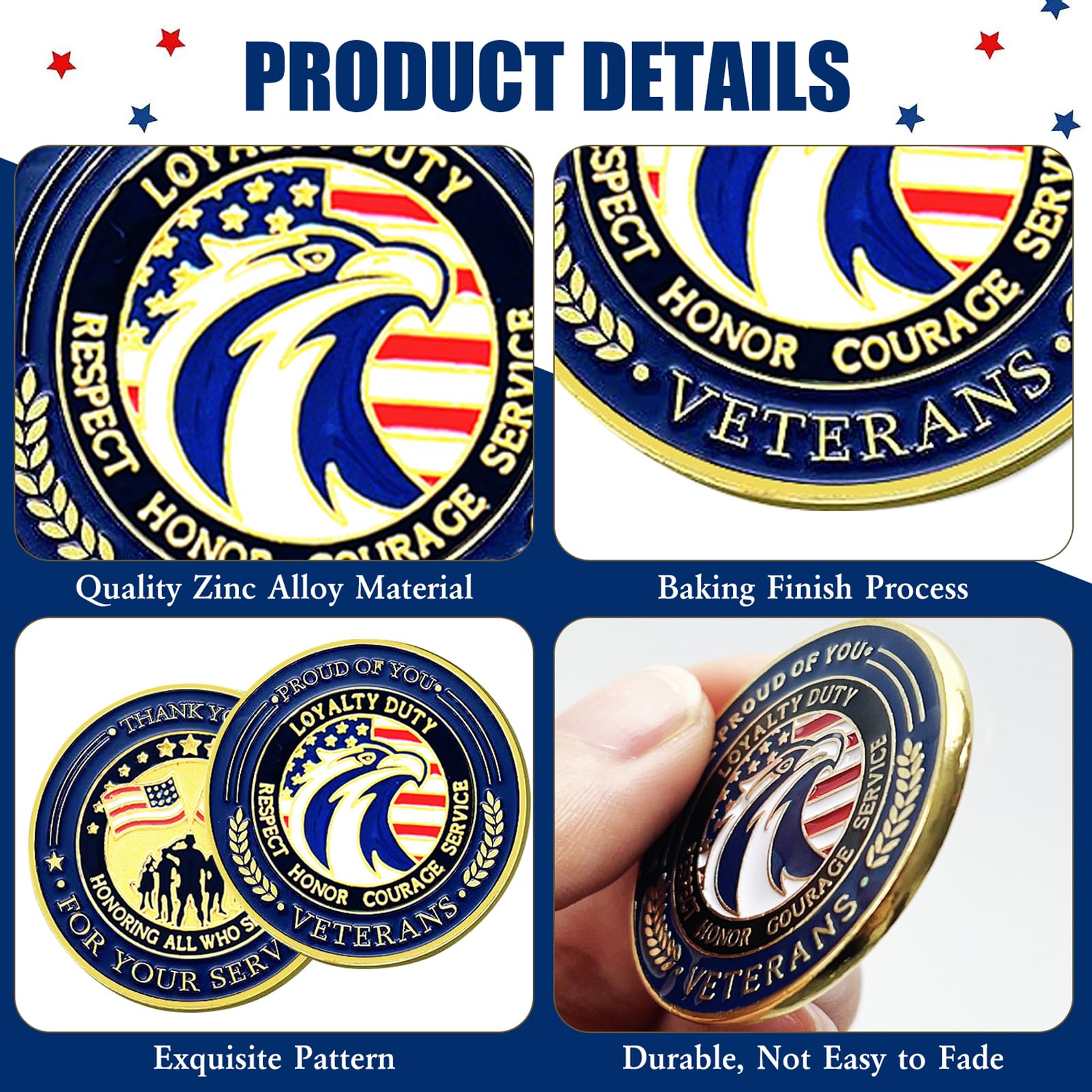 Snapklik.com : 24 Pcs Military Challenge Coins Veteran Thank You For ...