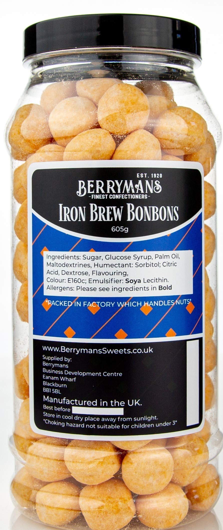 Original Iron Brew (Irn Bru) BonBons Retro Sweets Gift Jar by Berrymans ...