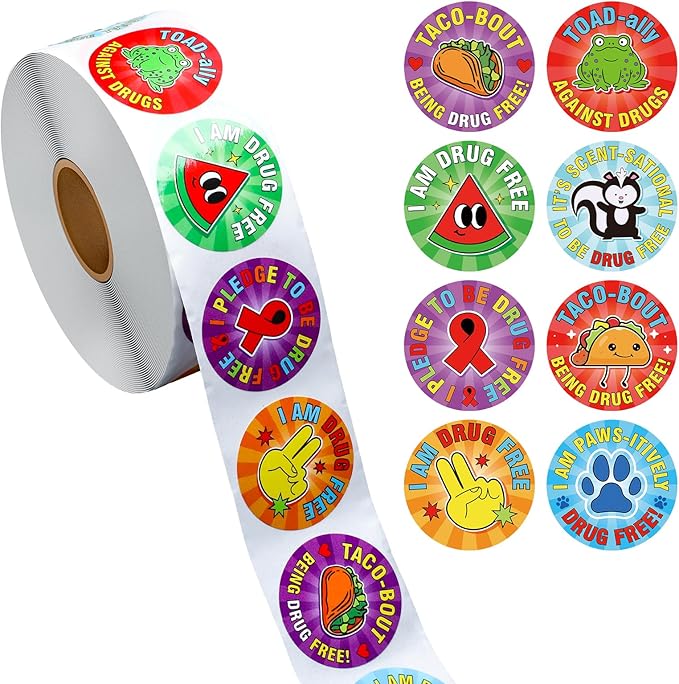 Amazon.com: Geyoga 1000 Pcs Red Ribbon Week Stickers for Kids - Ribbon ...