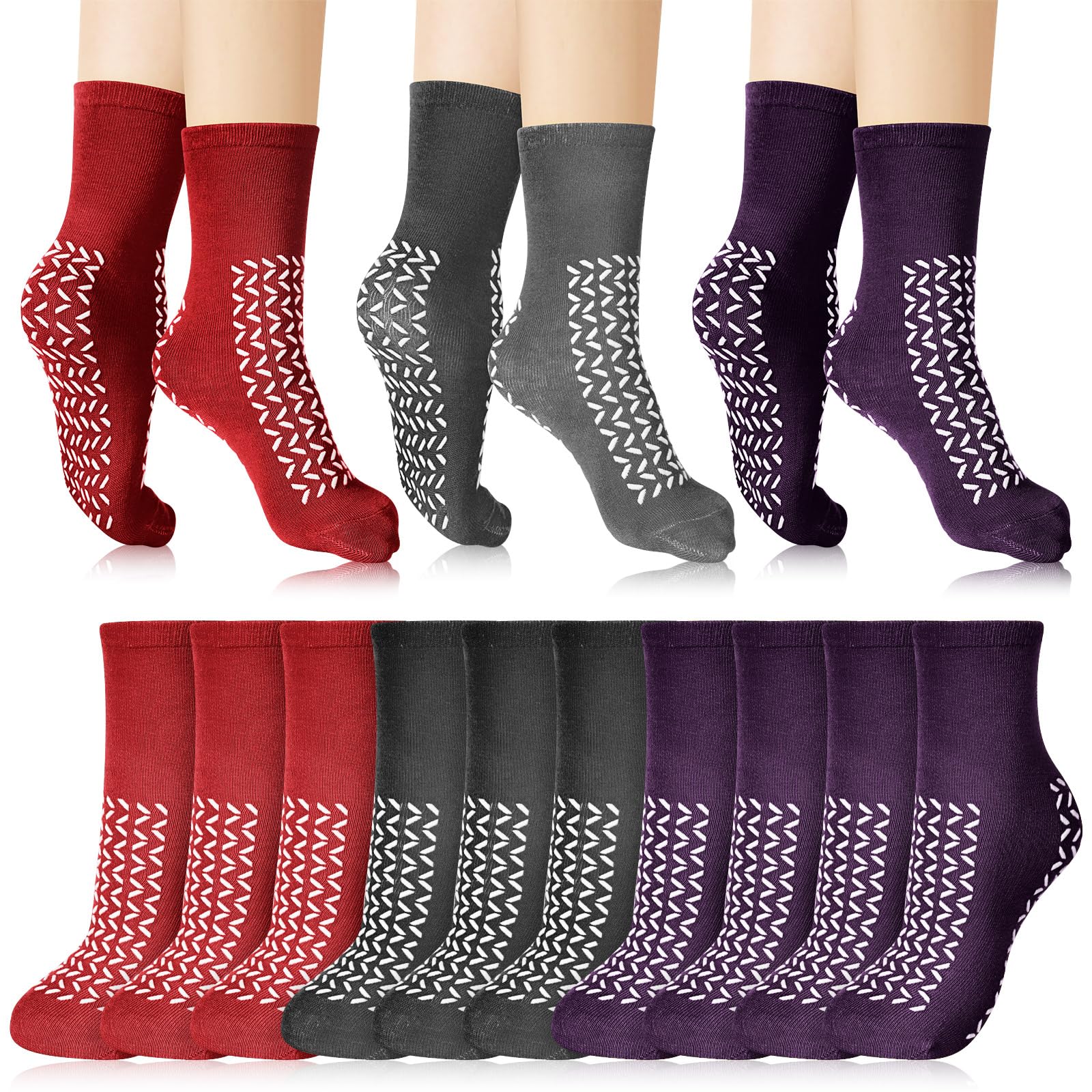 Toulite 10 Pairs Double Sided Non Slip Socks Fall Prevention Hospital ...