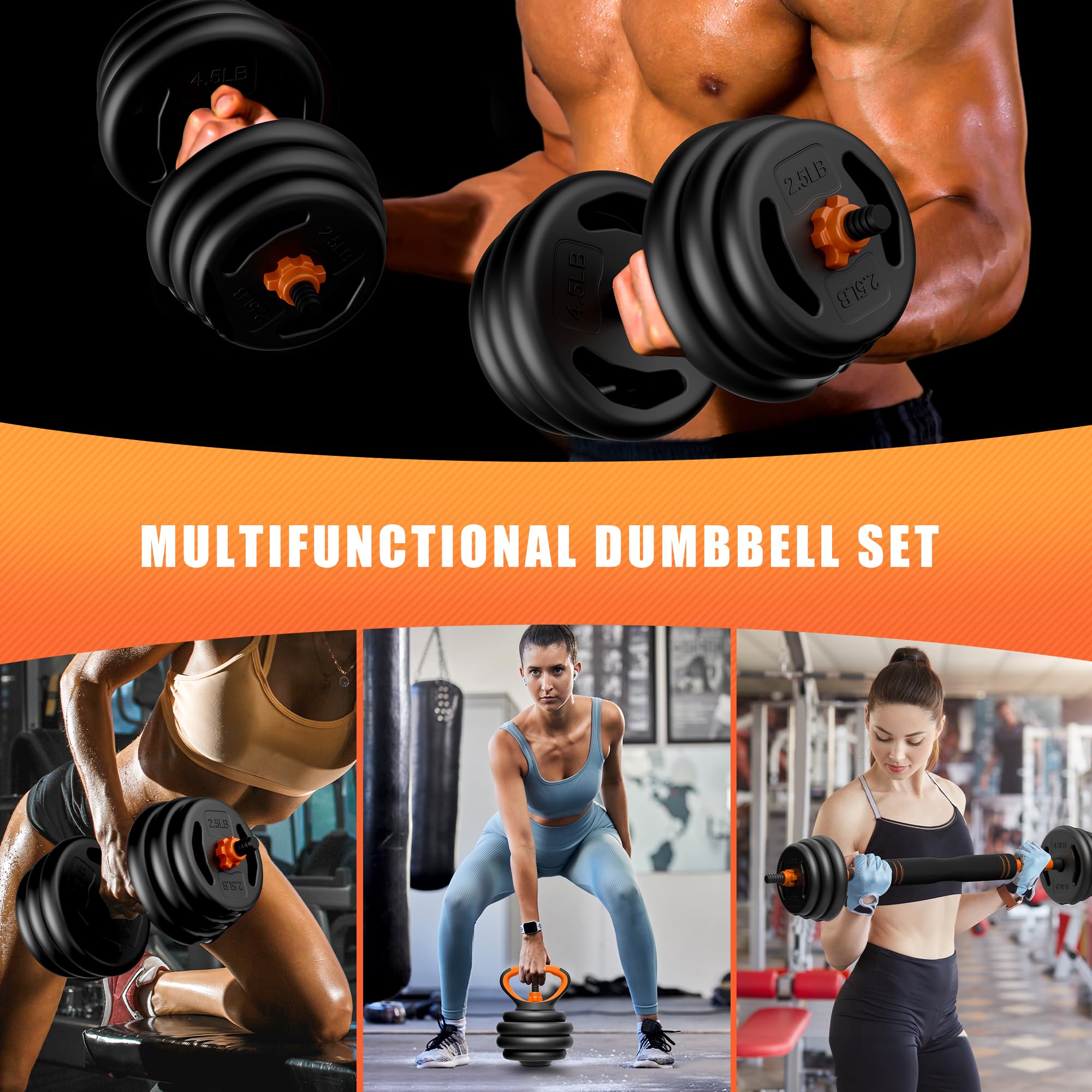 Snapklik.com : Adjustable Weight Dumbbell Set 45lbs Free Weights Set ...