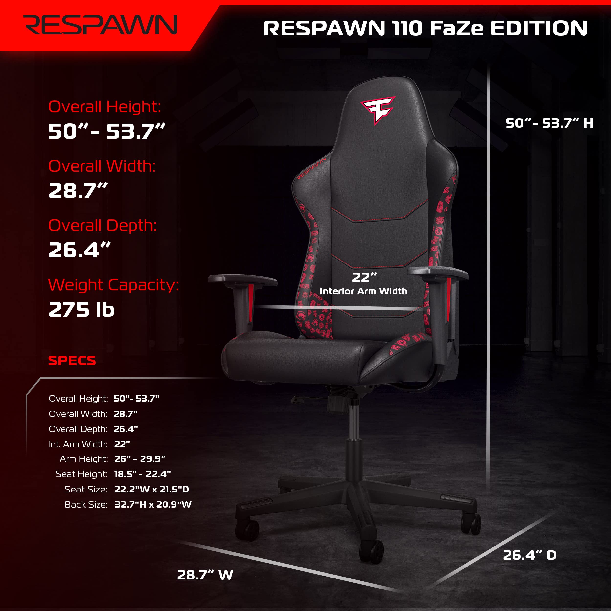 Snapklik.com : RESPAWN 110 Gaming Chair - Gamer Chair PC Computer Chair ...