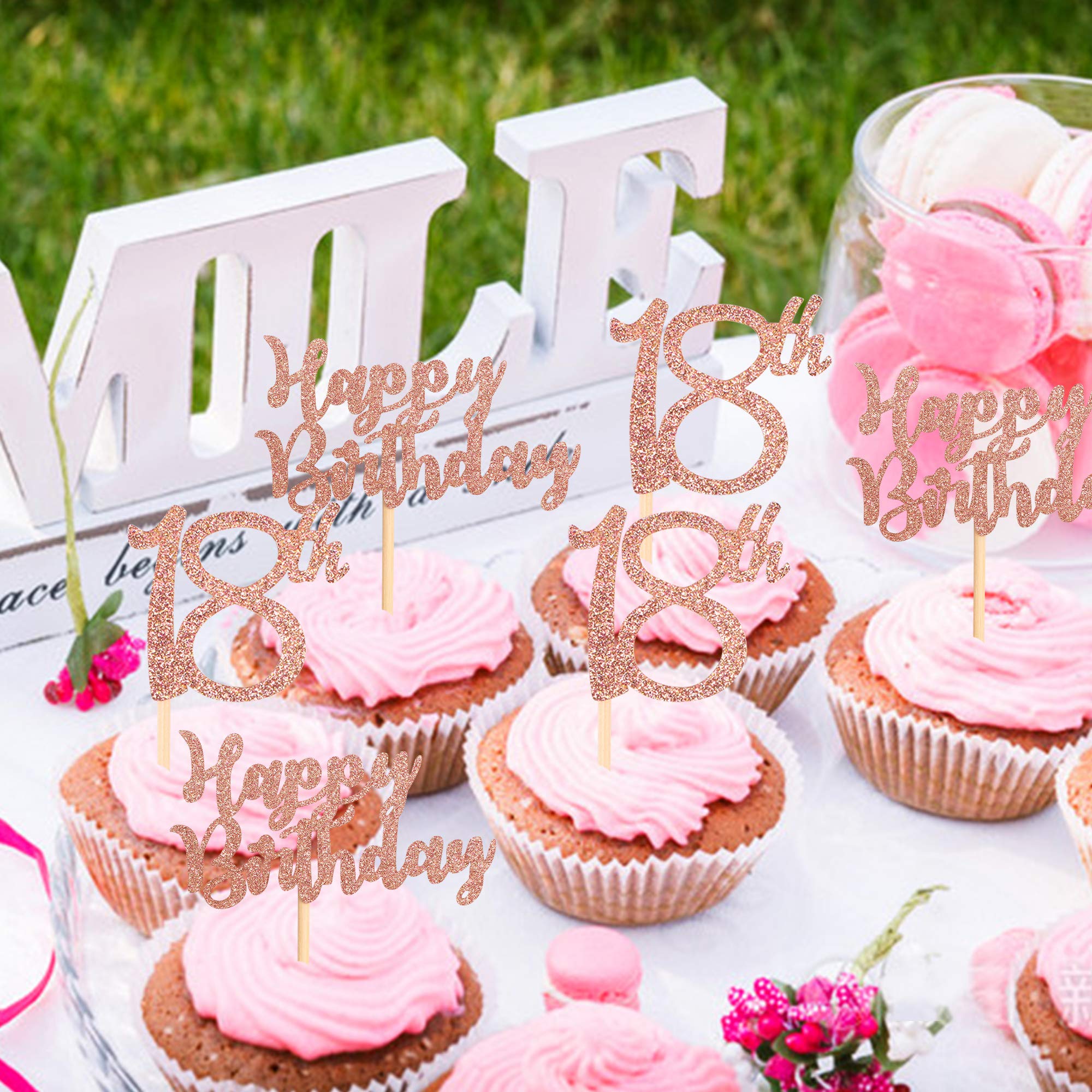 Snapklik.com : Pack Of 24 Rose Gold Glitter Happy Birthday 18 Cupcake ...